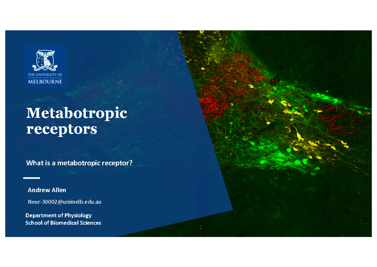 Metabotropic receptors - Department of Physiology School of Biomedical ...