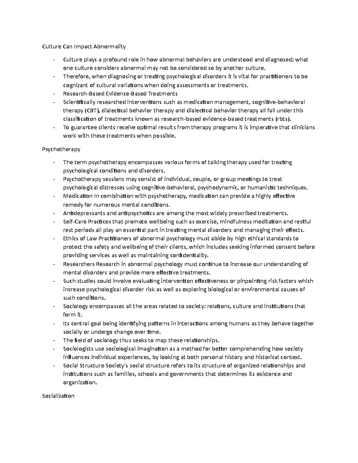 Health Psychology Notes 16 - Culture Can Impact Abnormality Culture ...