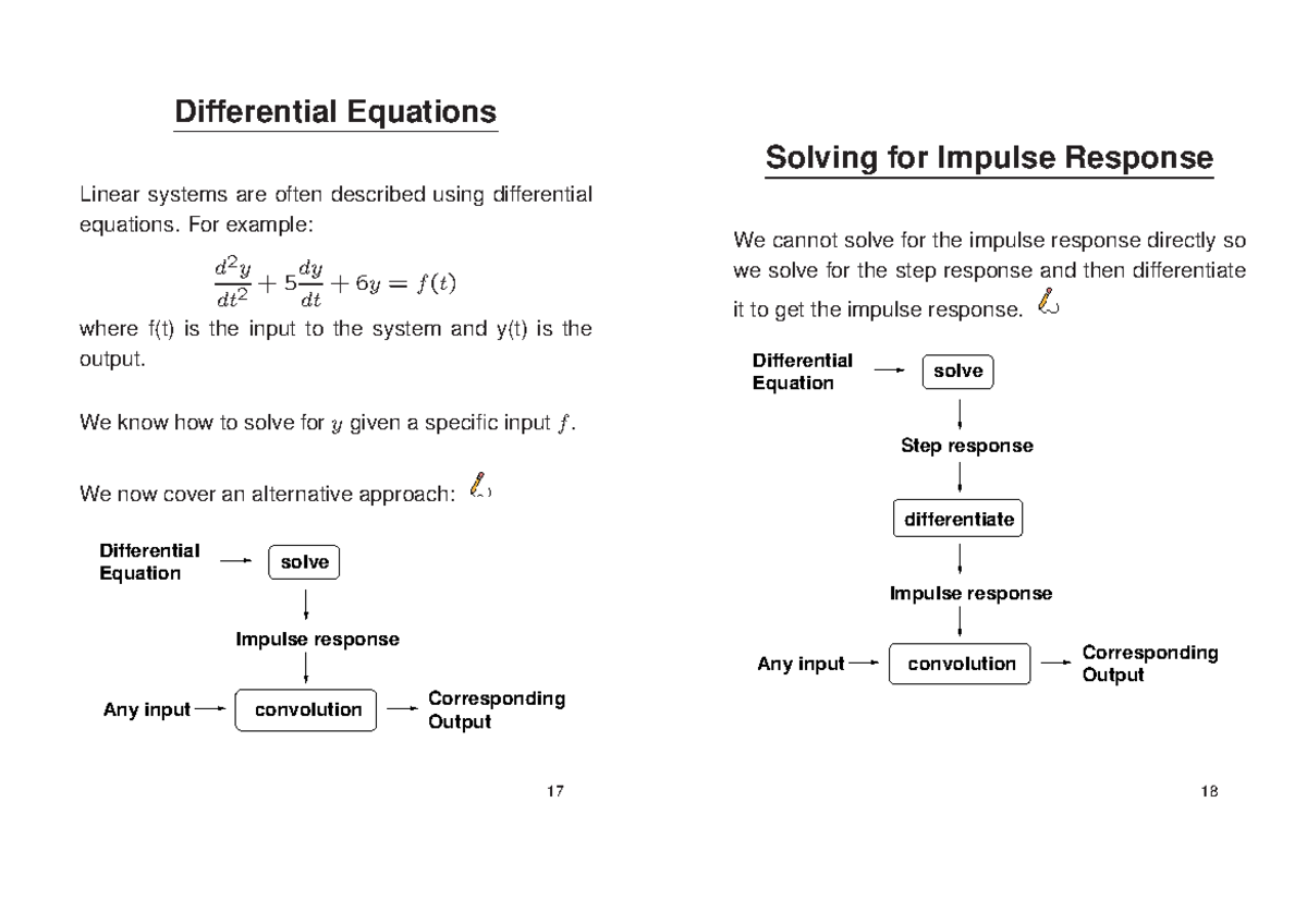 Impulse response - Differential Equations Linear systems are often described using differential ...