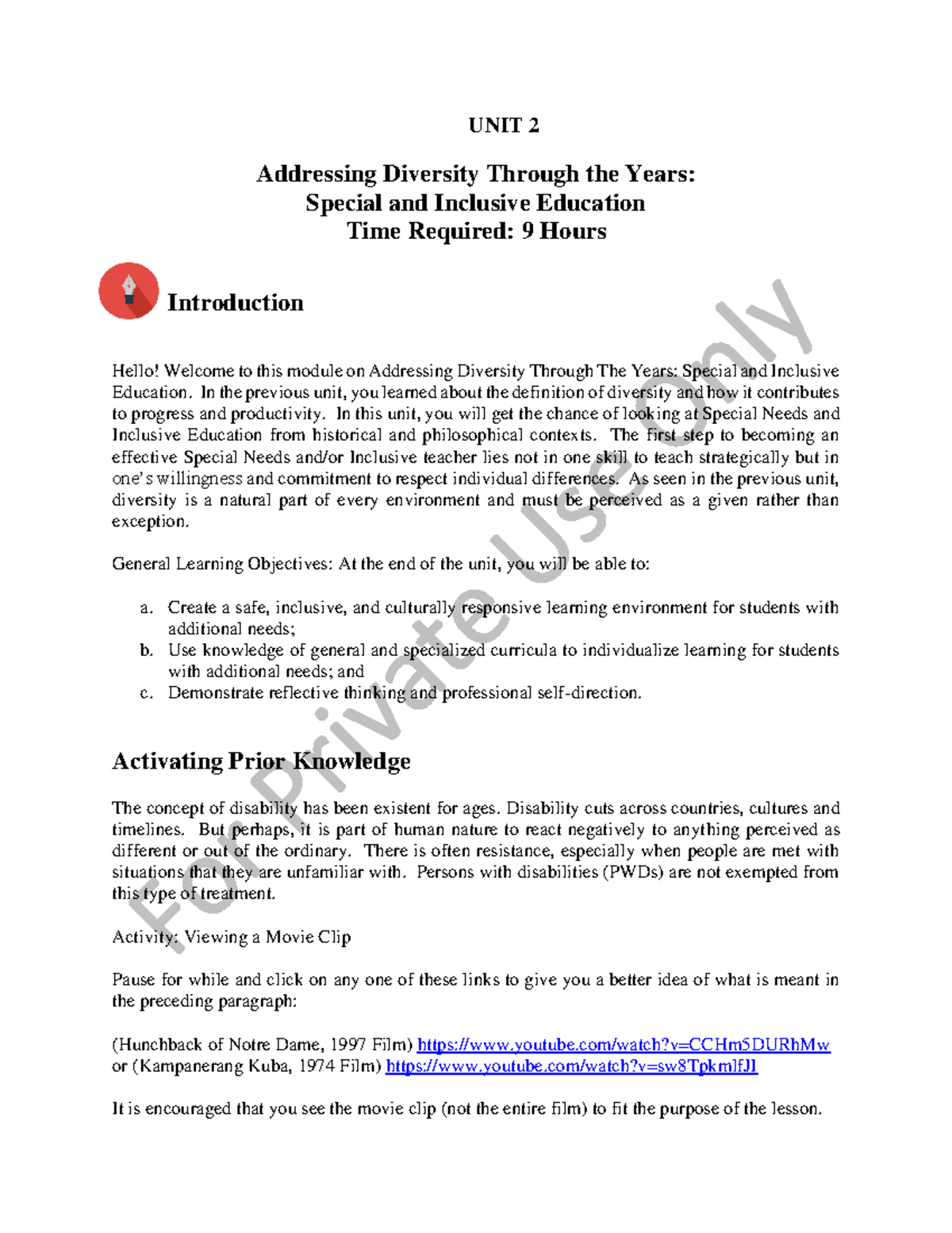 UNIT-2 062629 - SPED Unit 2 - UNIT 2 Addressing Diversity Through the ...