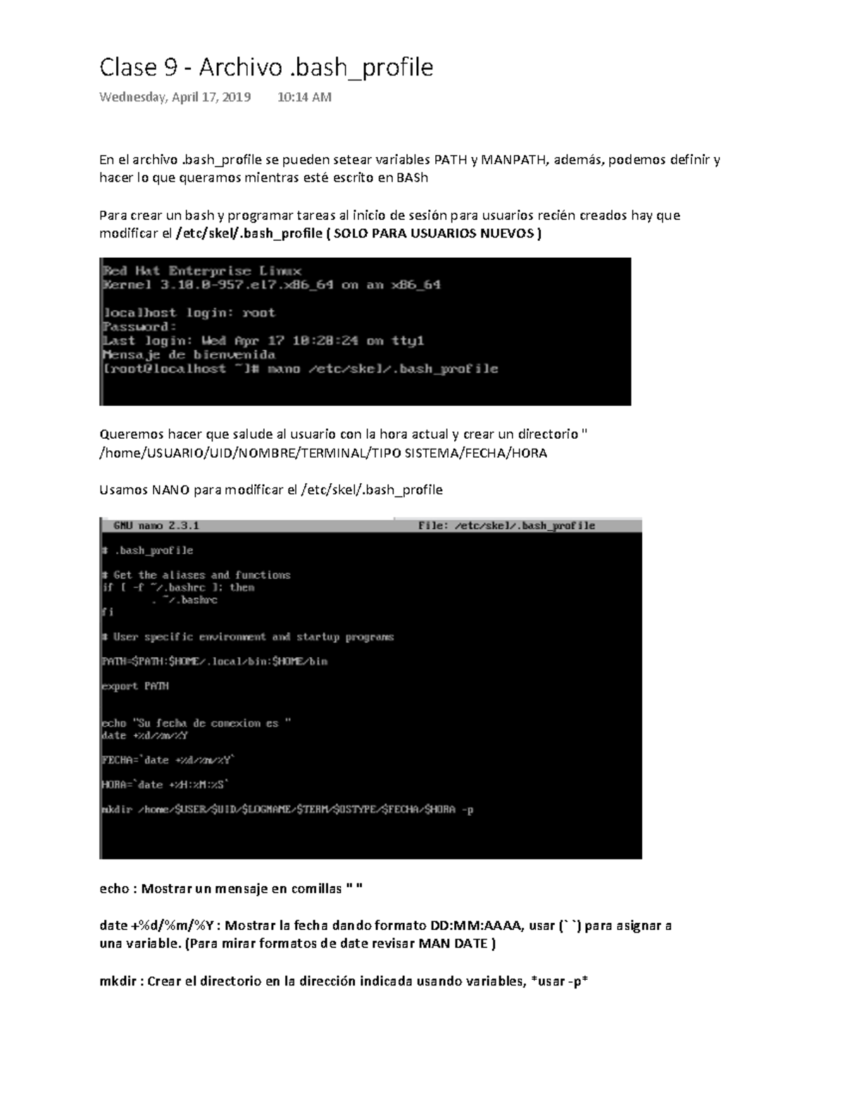 Administración sistemas operativos linux - Archivo bash profile - Clase ...