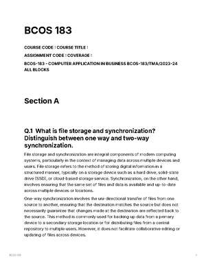 BCOS-183 - Assignment question paper 2021-22 - TUTOR MARKED ASSIGNMENT COURSE CODE : BCOS ...