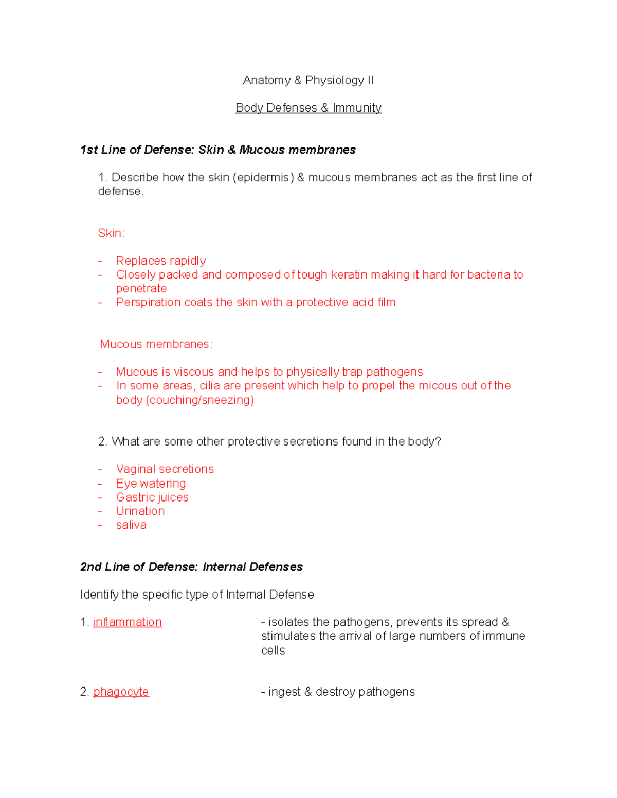 Week 9 Lab - Immunity - teacher: Professor Patterson - Anatomy ...