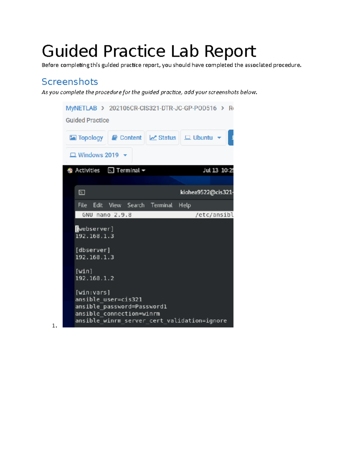 Guided Practice Lab Report 4.3 GP - Guided Practice Lab Report Before ...