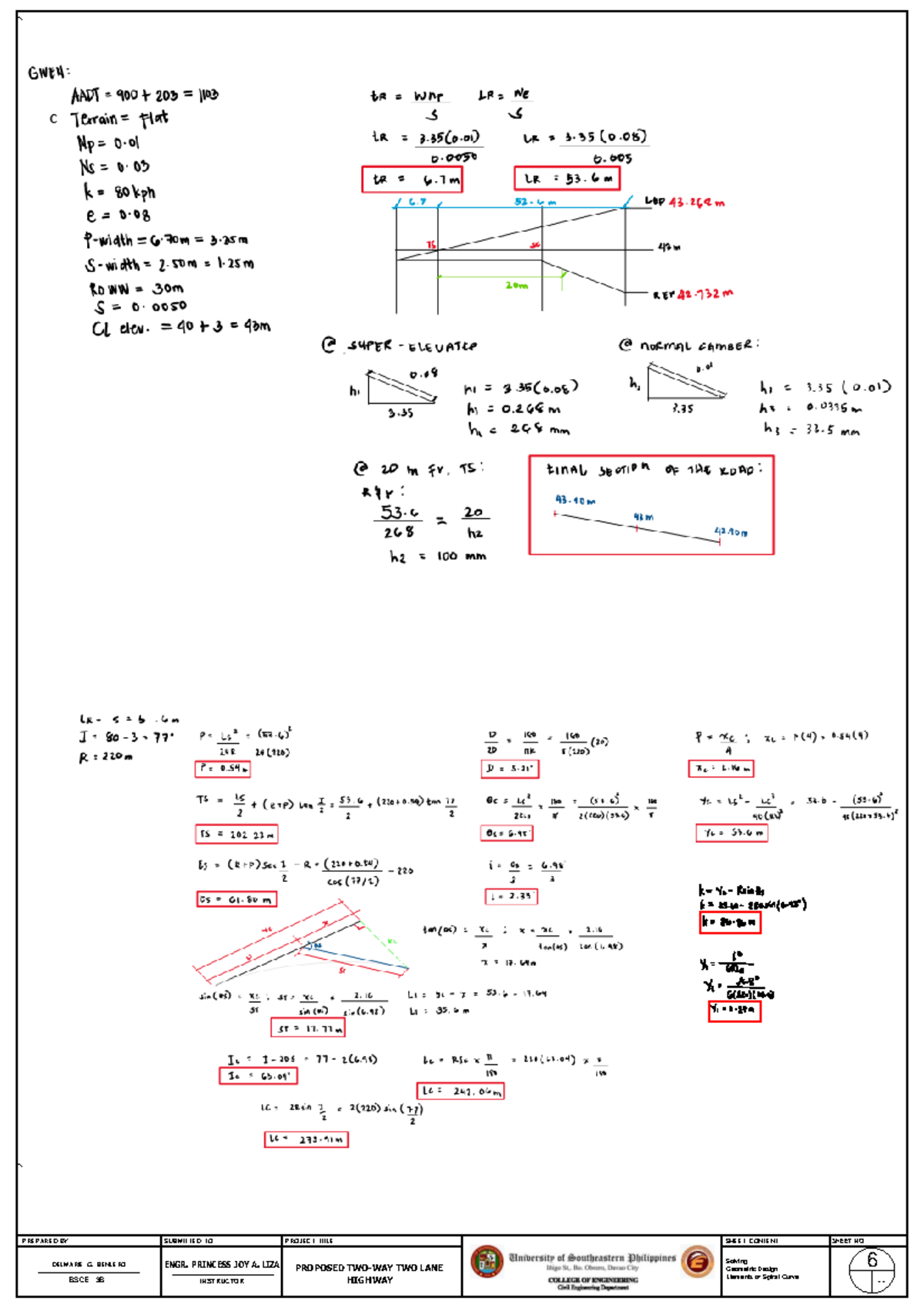 6 AND 7 - 4444 - Highway Engineering - ` ` PREPARED BY: SUBMITTED TO ...