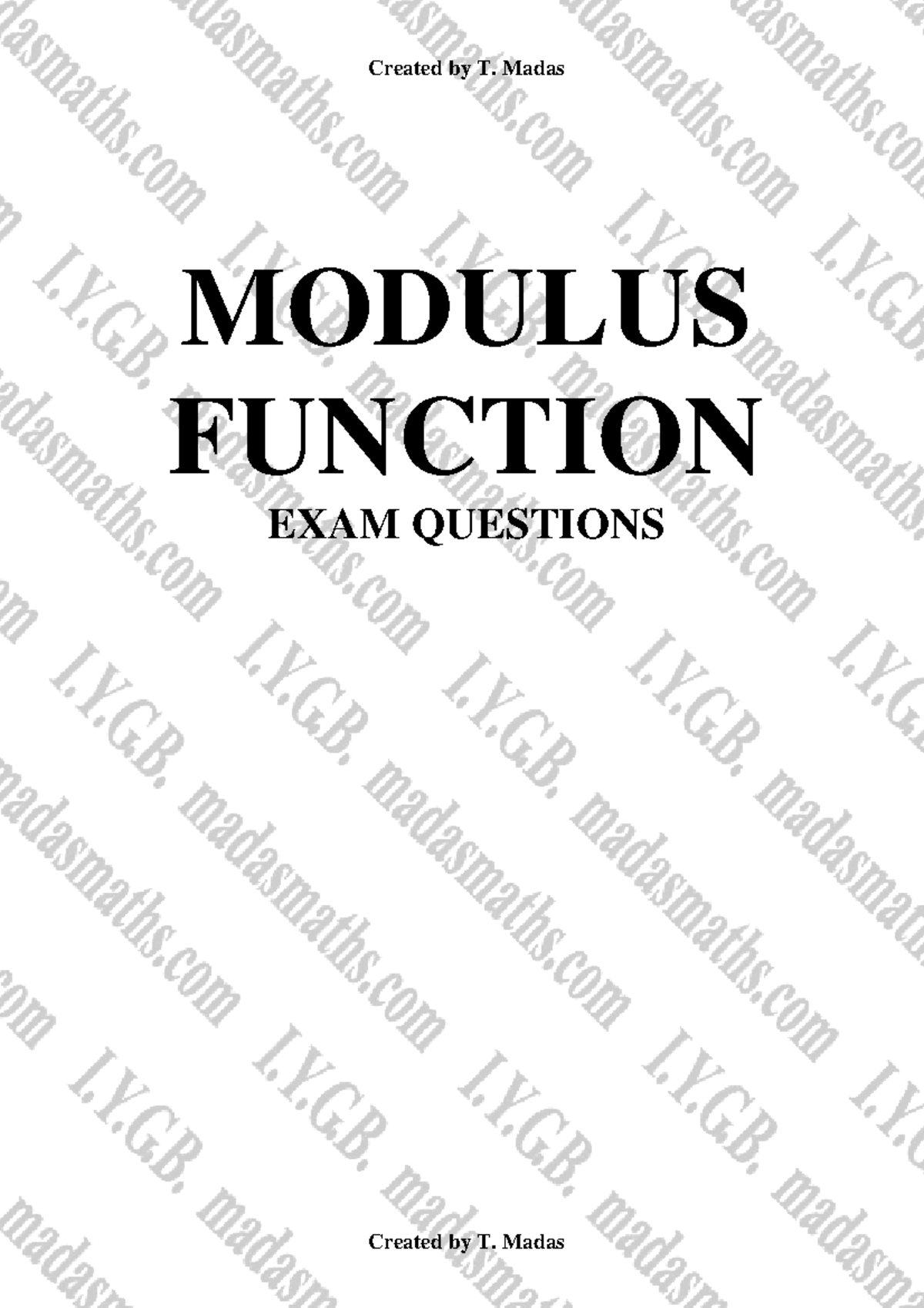 Modulus function exam questions - MODULUS FUNCTION EXAM QUESTIONS