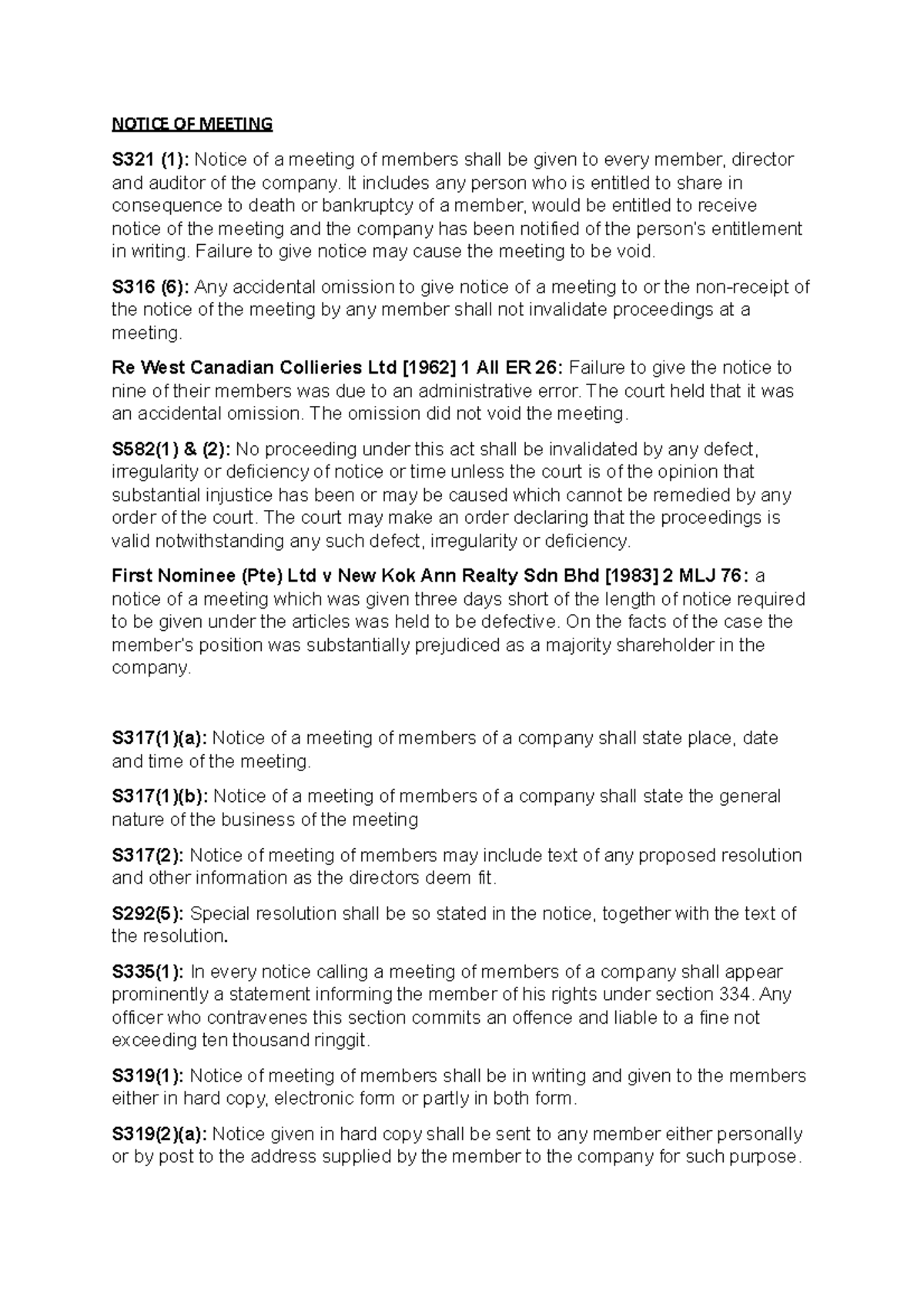 Notice OF Meeting (1) - Lecture notes 7 - NOTICE OF MEETING S321 (1 ...