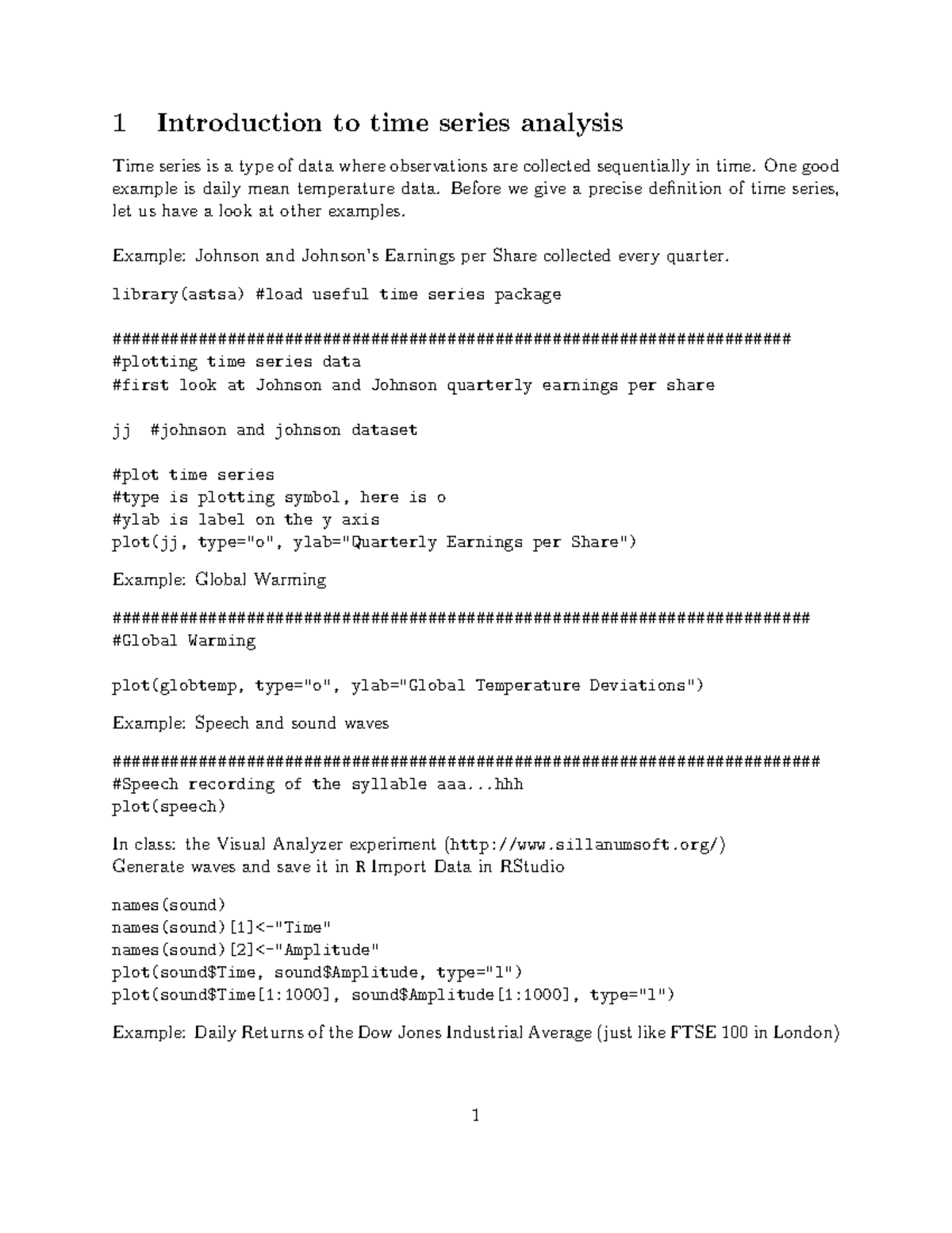 Introduction to Time Series Analysis - Studocu