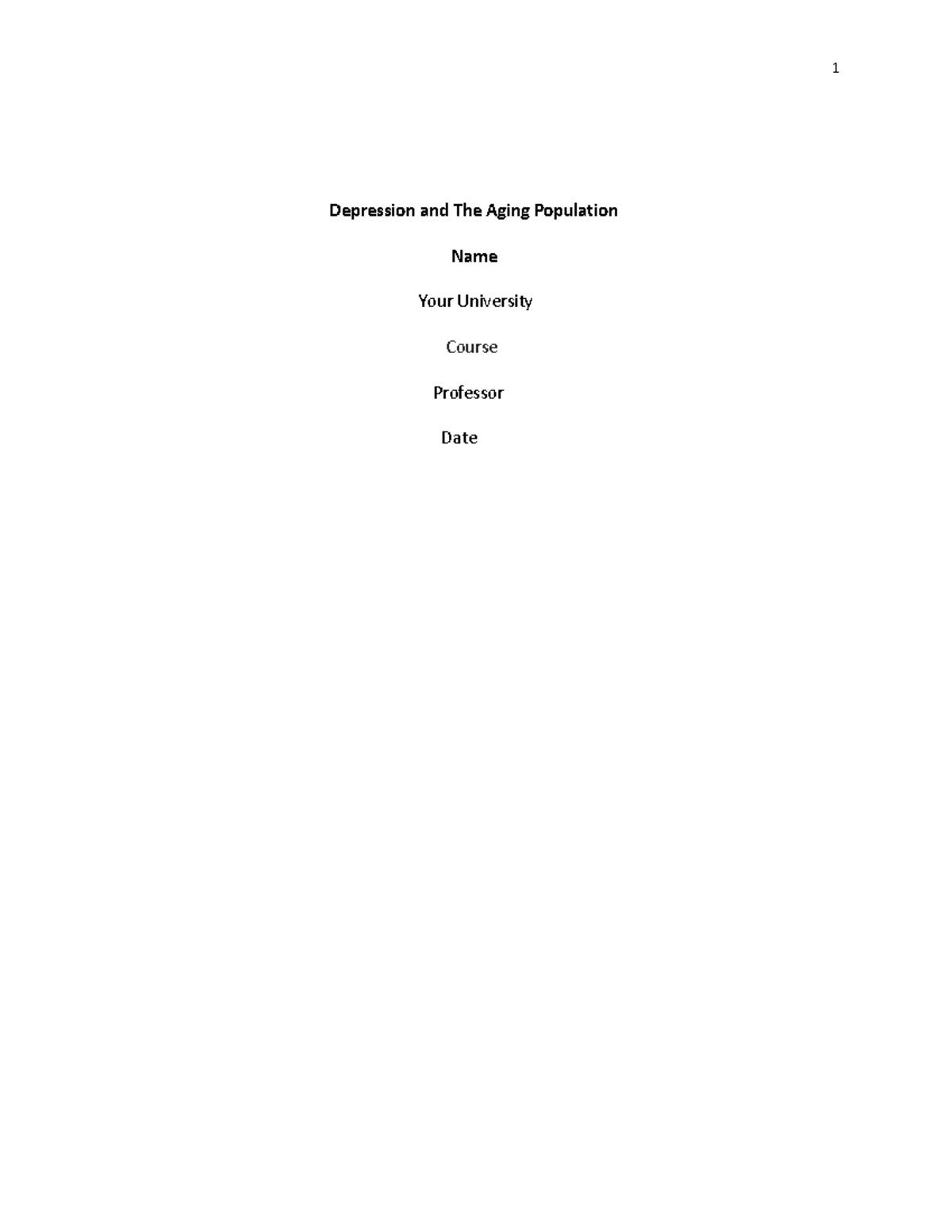 NCOA Module 2 Assignment - 1 Depression and The Aging Population Name ...