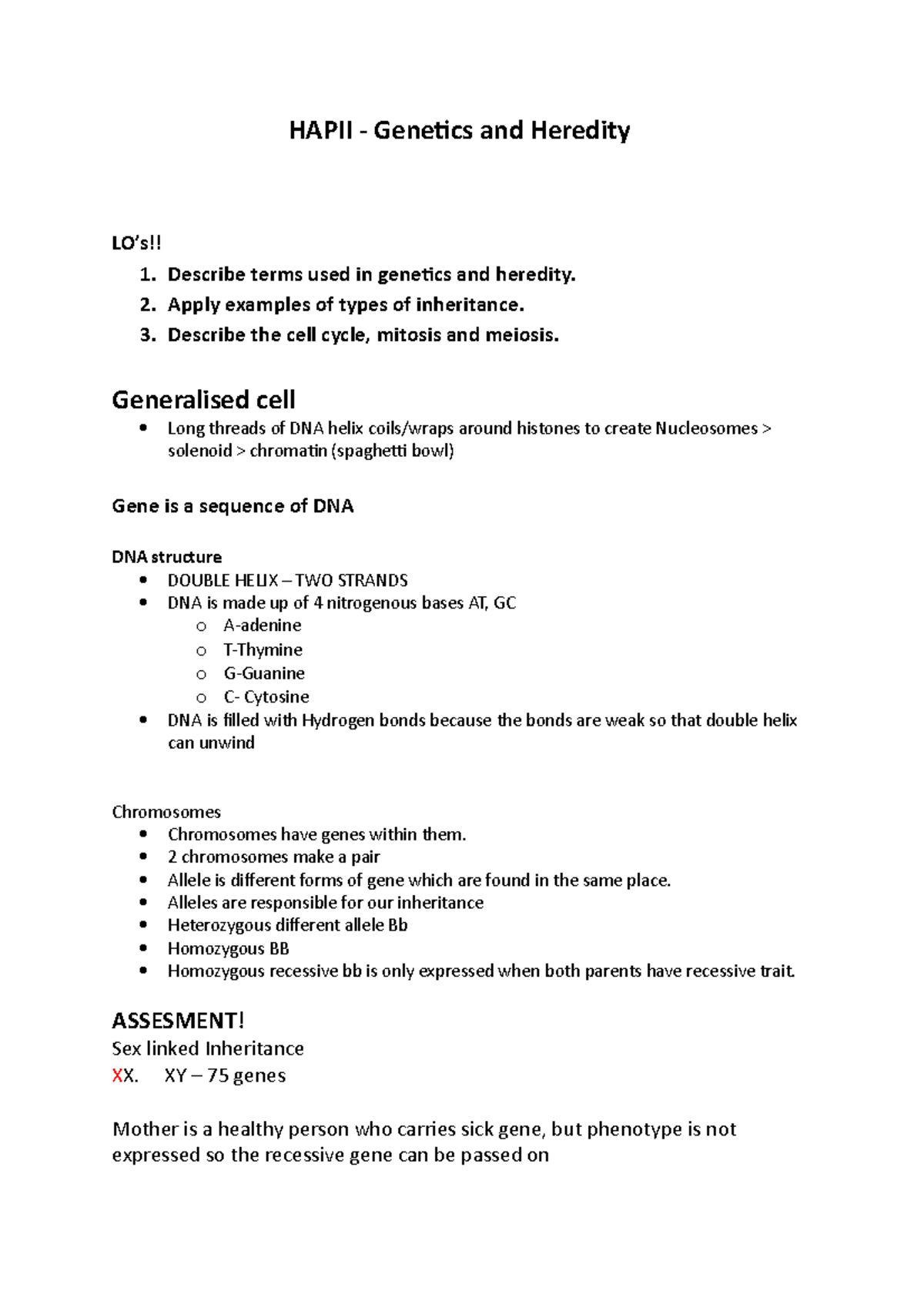 Hapii - Assesment - Here are some notes that was basically all in the ...
