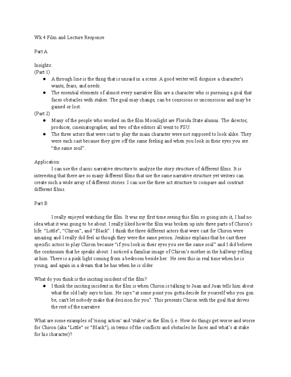 Wk 4 Film and Lecture Response - Wk 4 Film and Lecture Response Part A ...