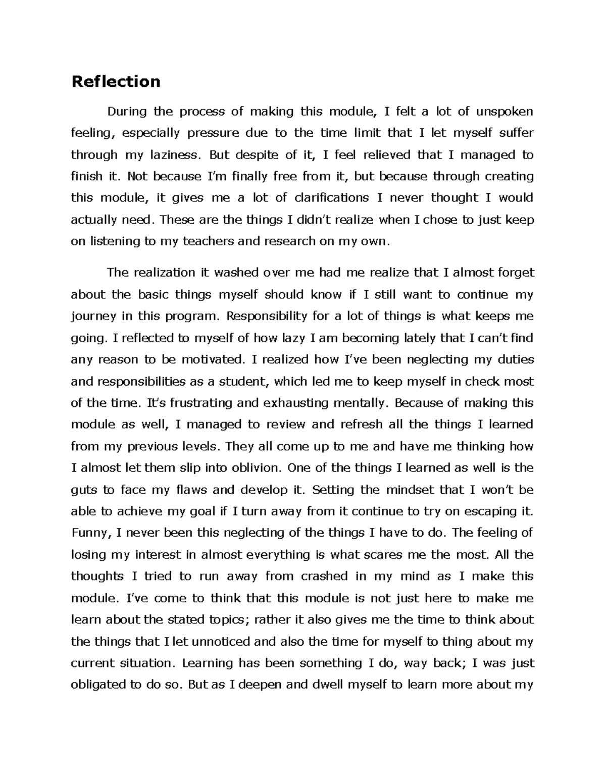 Reflection - ENG10 - Reflection During the process of making this ...