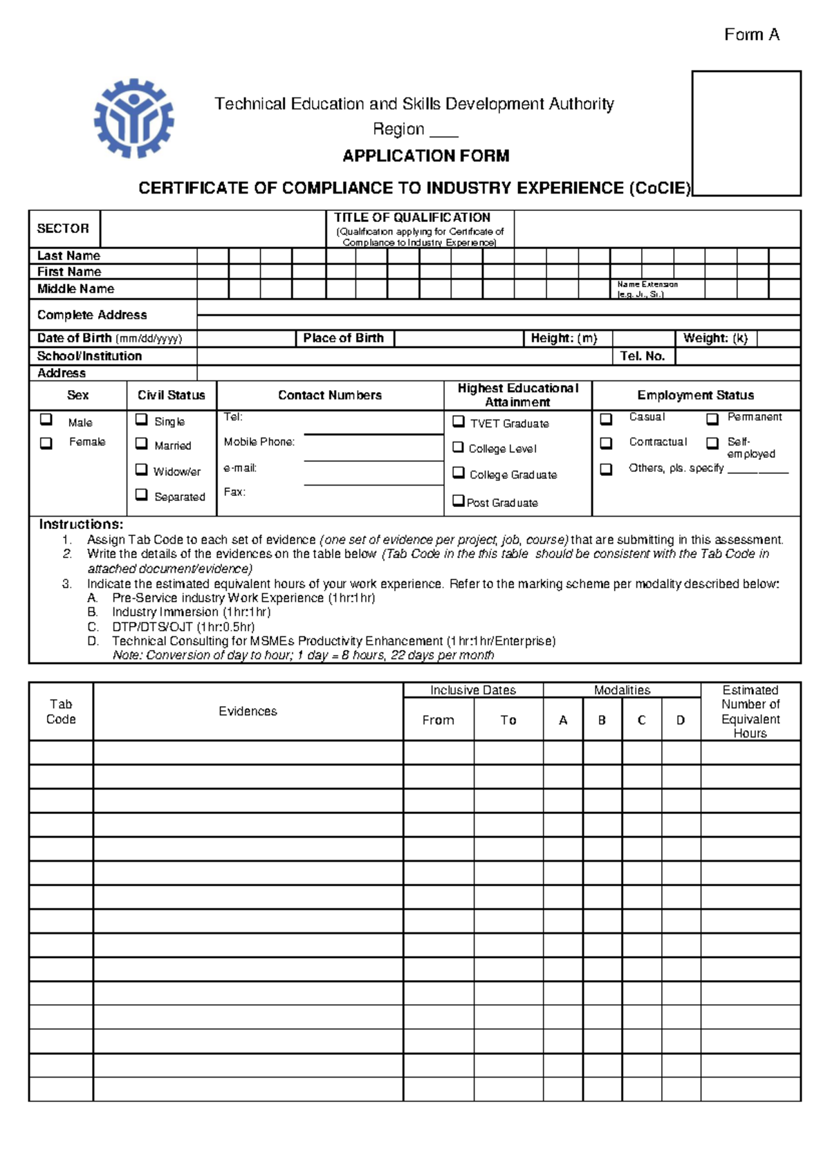 Ilide - Form A Technical Education and Skills Development Authority ...
