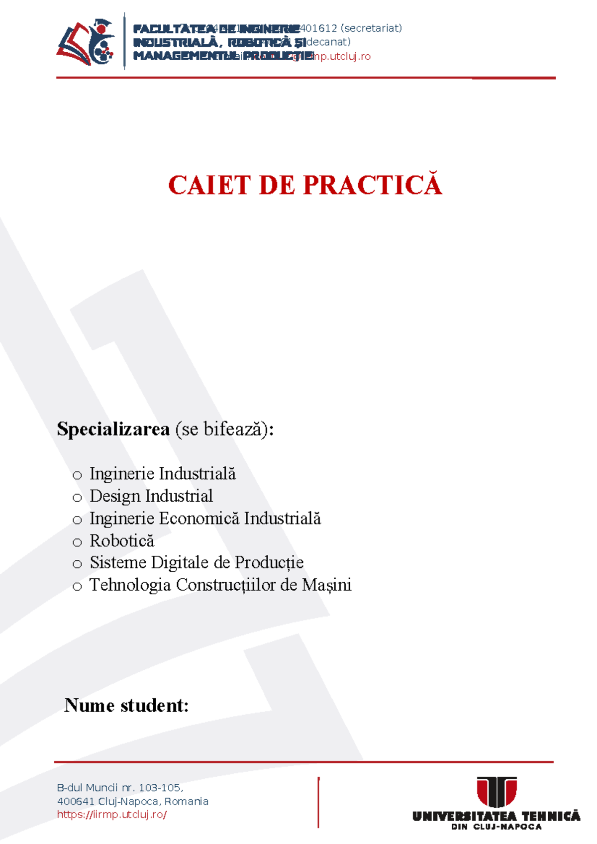 230524 Caiet de practica 2022-2023 - 0264-401611 (decanat) E-mail ...