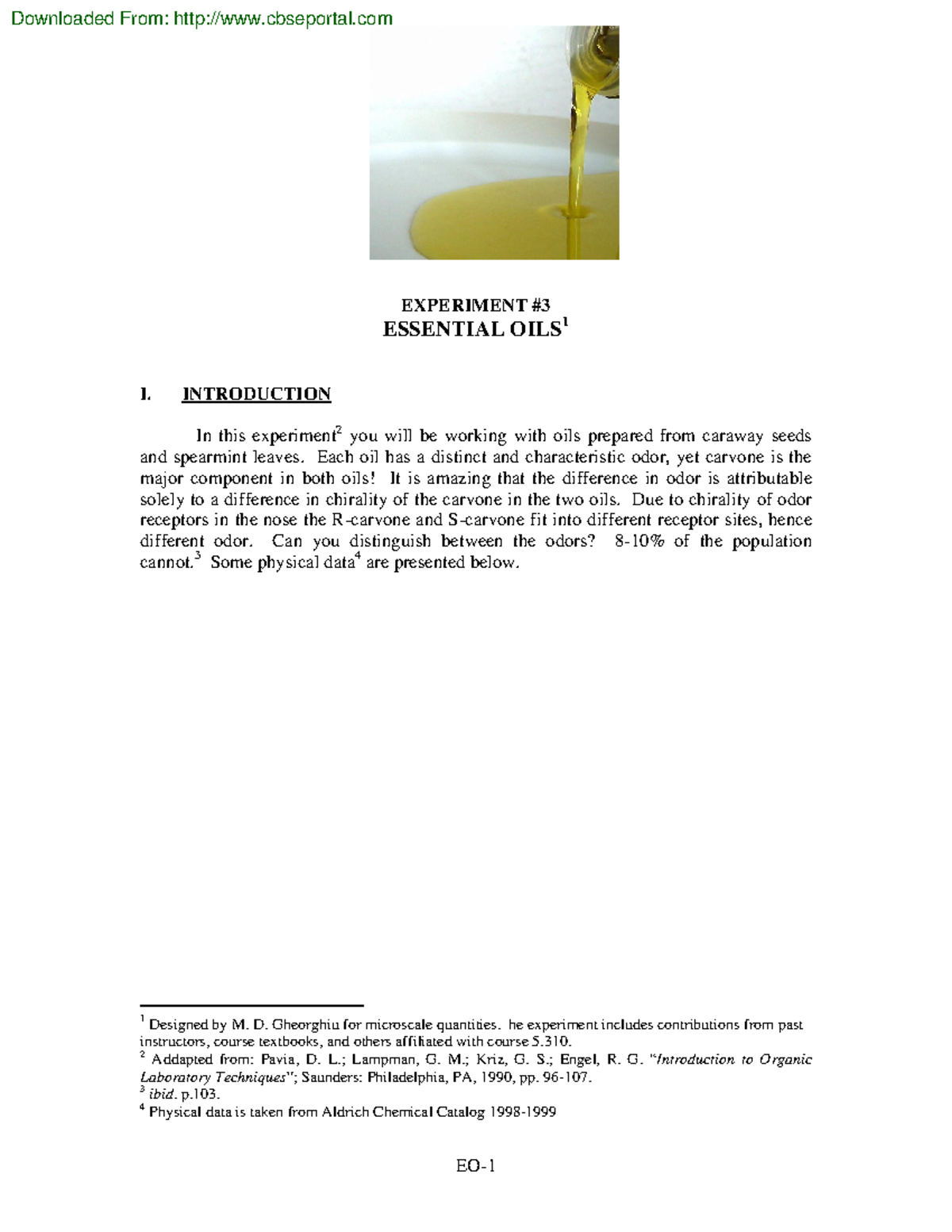 CBSE XII Chemistry Project Essential Oils - EXPERIMENT ESSENTIAL OILS 1 ...