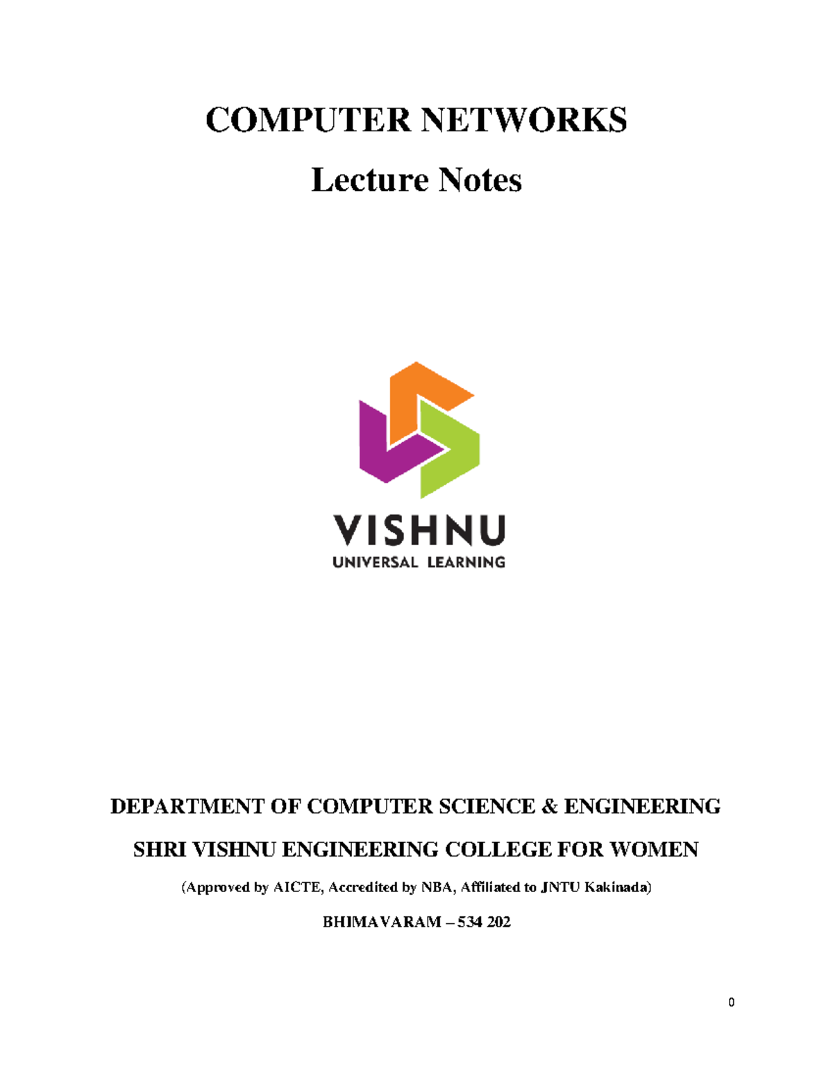 Lecturer Notes Computer Networks Lecture Notes Department Of Computer 9462