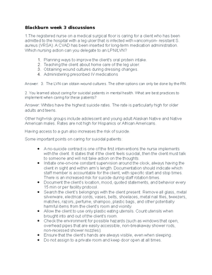 Blackburn week 4 discussion - Blackburn week #4 discussions What are ...