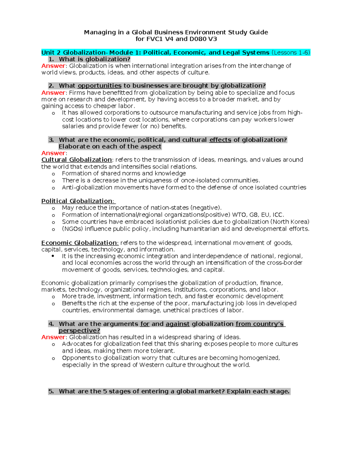 D080 MAIN Study Guide v3 - Managing in a Global Business Environment ...