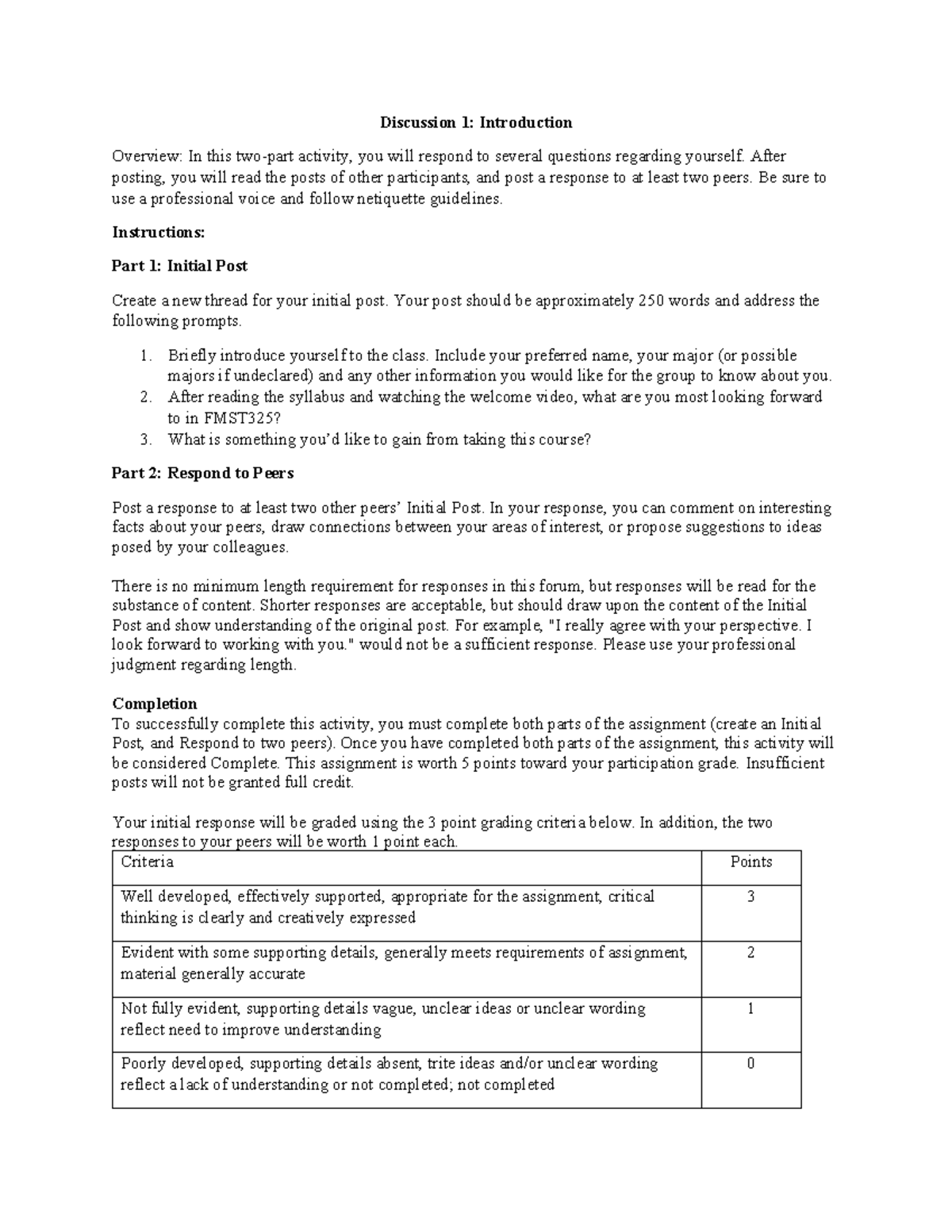 Discussion 1 Introduction - Discussion 1: Introduction Overview: In ...