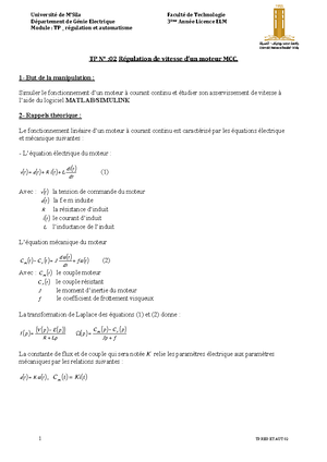 TP 01-1 réponses temporelles et Identifications des systèmes - Méthode ...