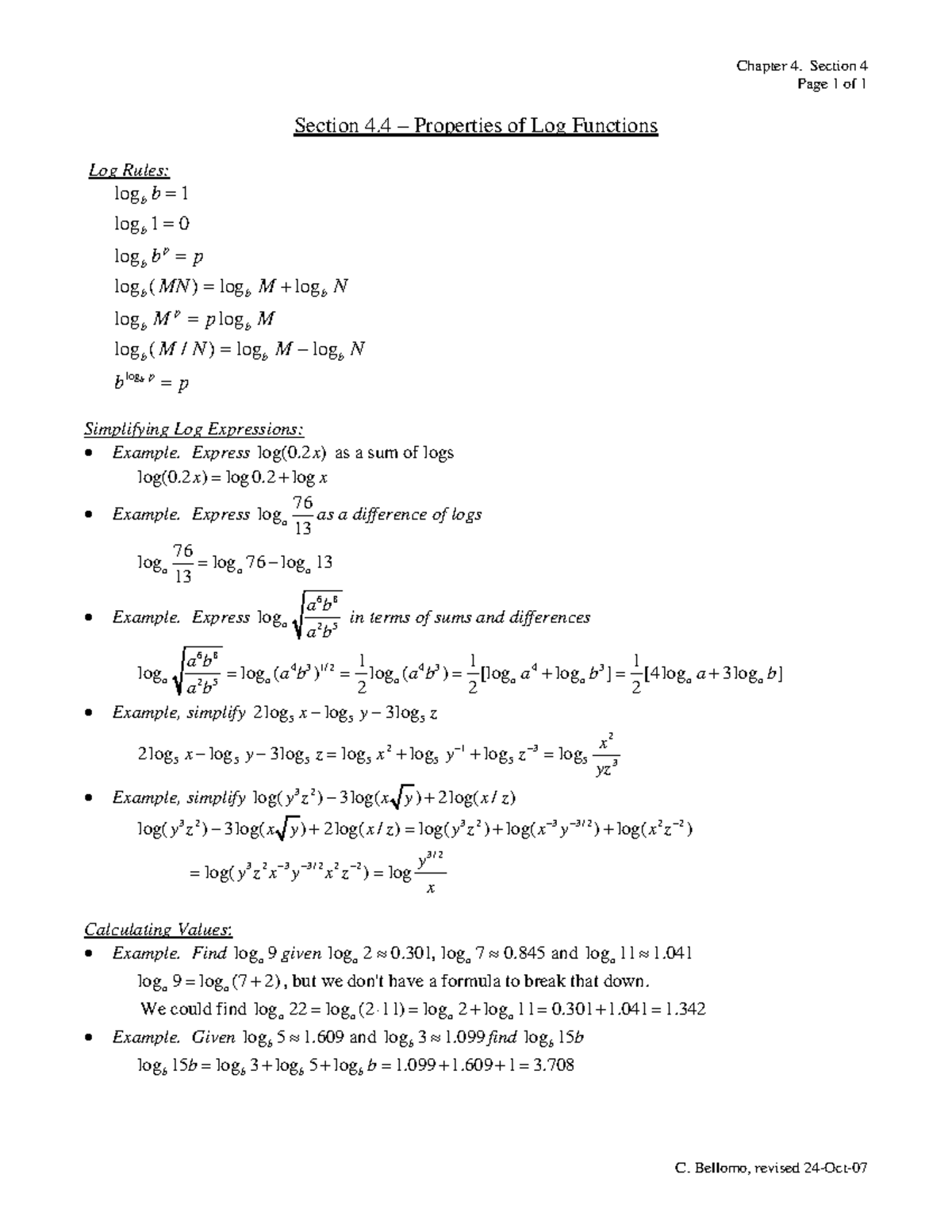 Ch04-Sect04 math 124 2010 - Chapter 4. Section 4 Page 1 of 1 Section 4 ...