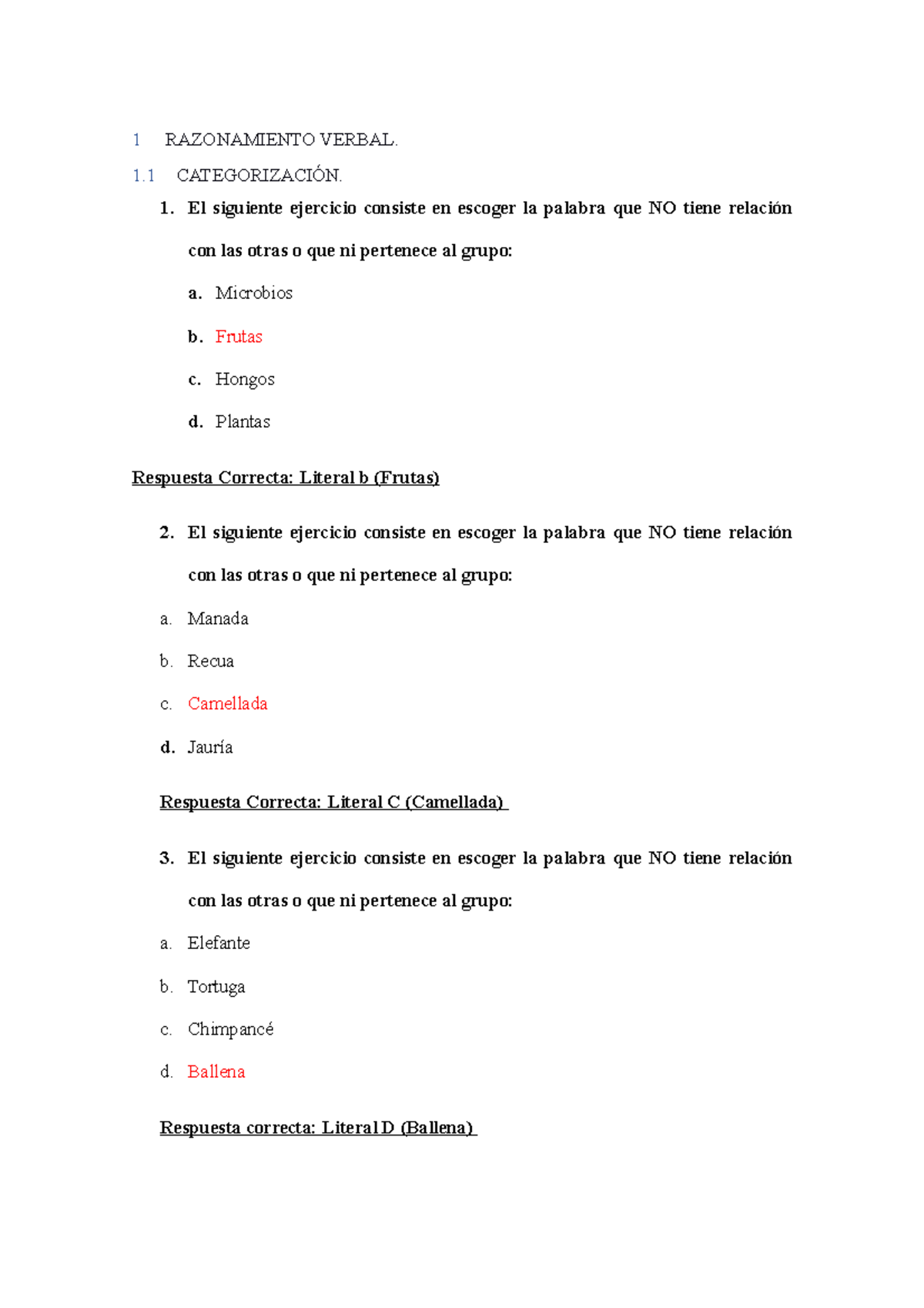 Razonamiento Verbal - Practica para los estudiantes - 1 RAZONAMIENTO ...