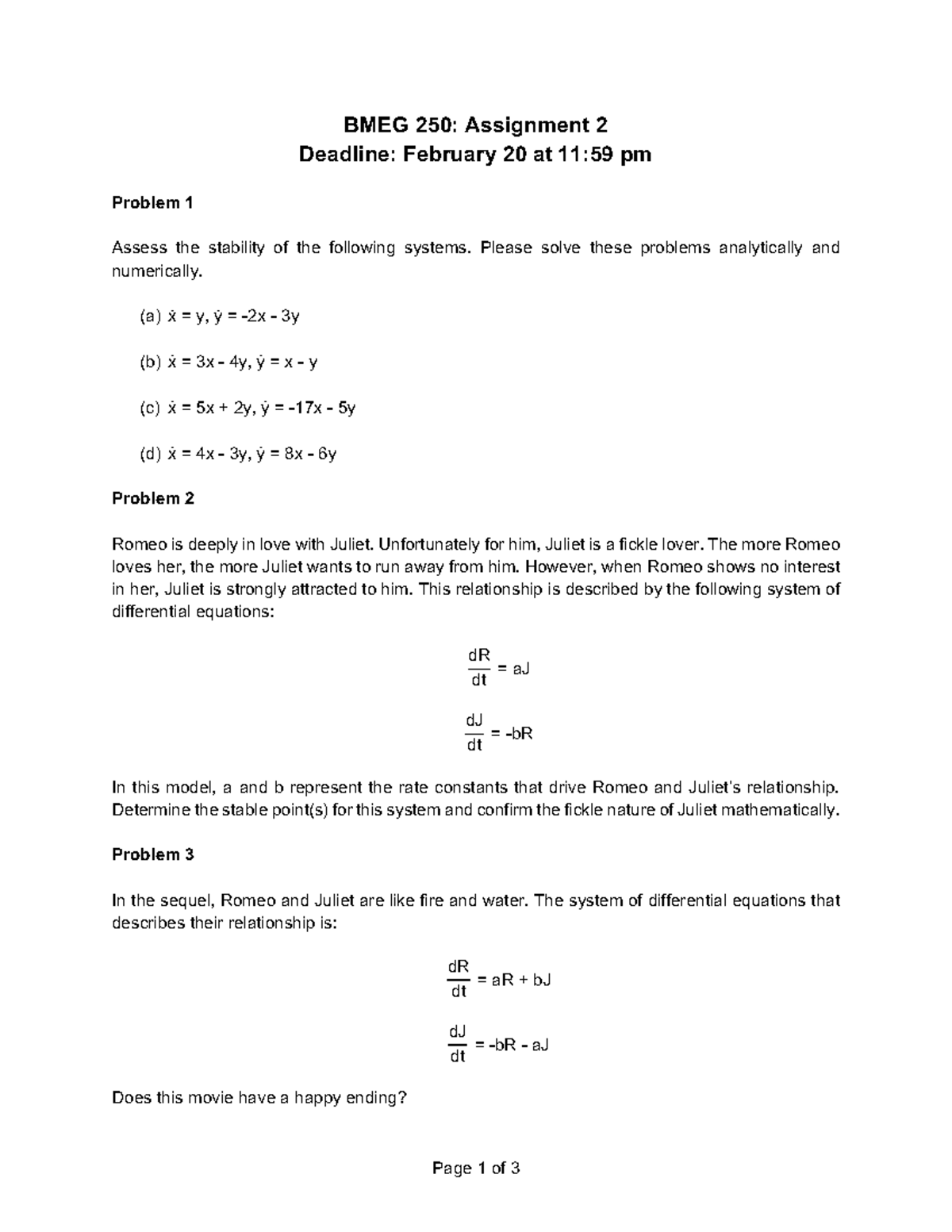 W23 Assignment 2 - Very useful information - Page 1 of 3 BMEG 250 ...