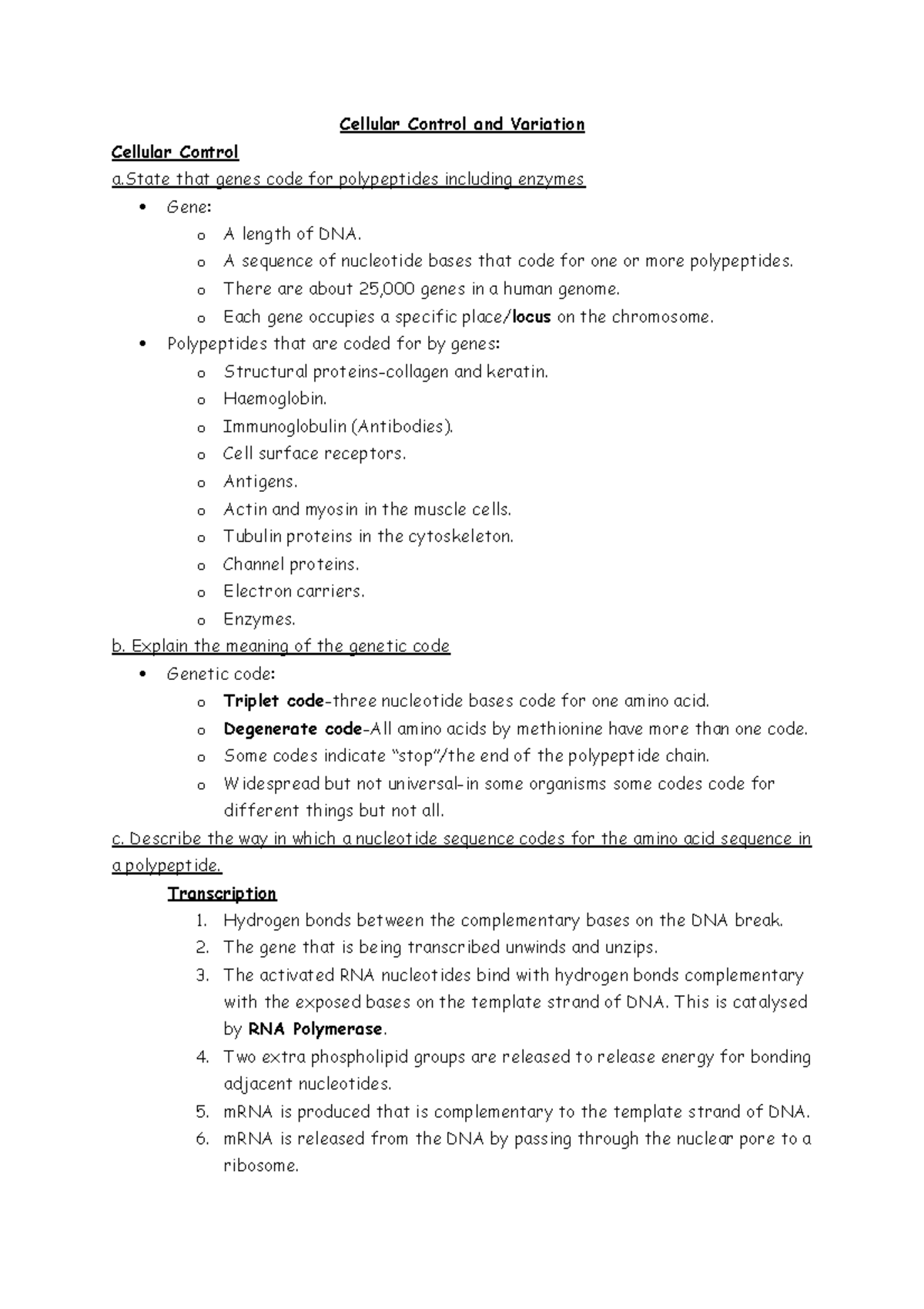Cellular Control and Variation - Cellular Control and Variation ...