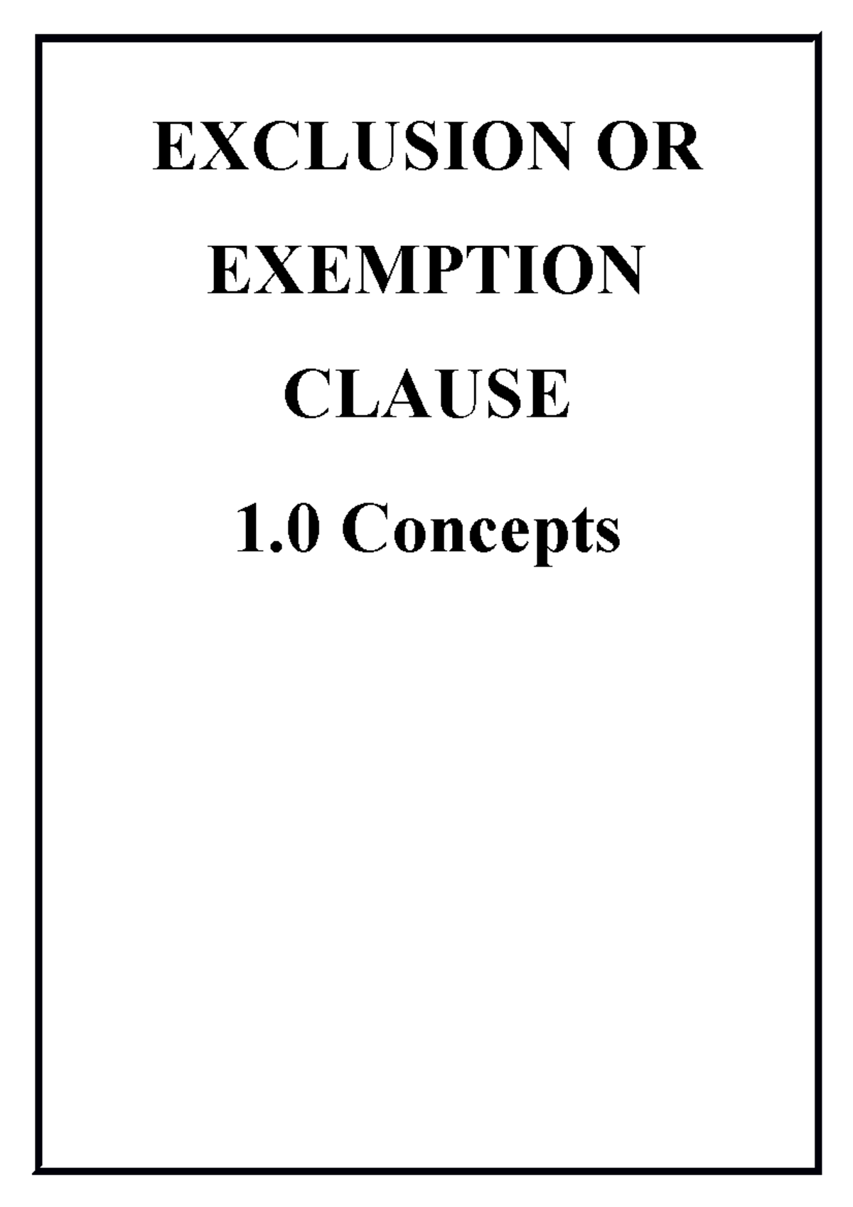 Exclusion Clause - For first year students in FUU UKM. - EXCLUSION OR ...