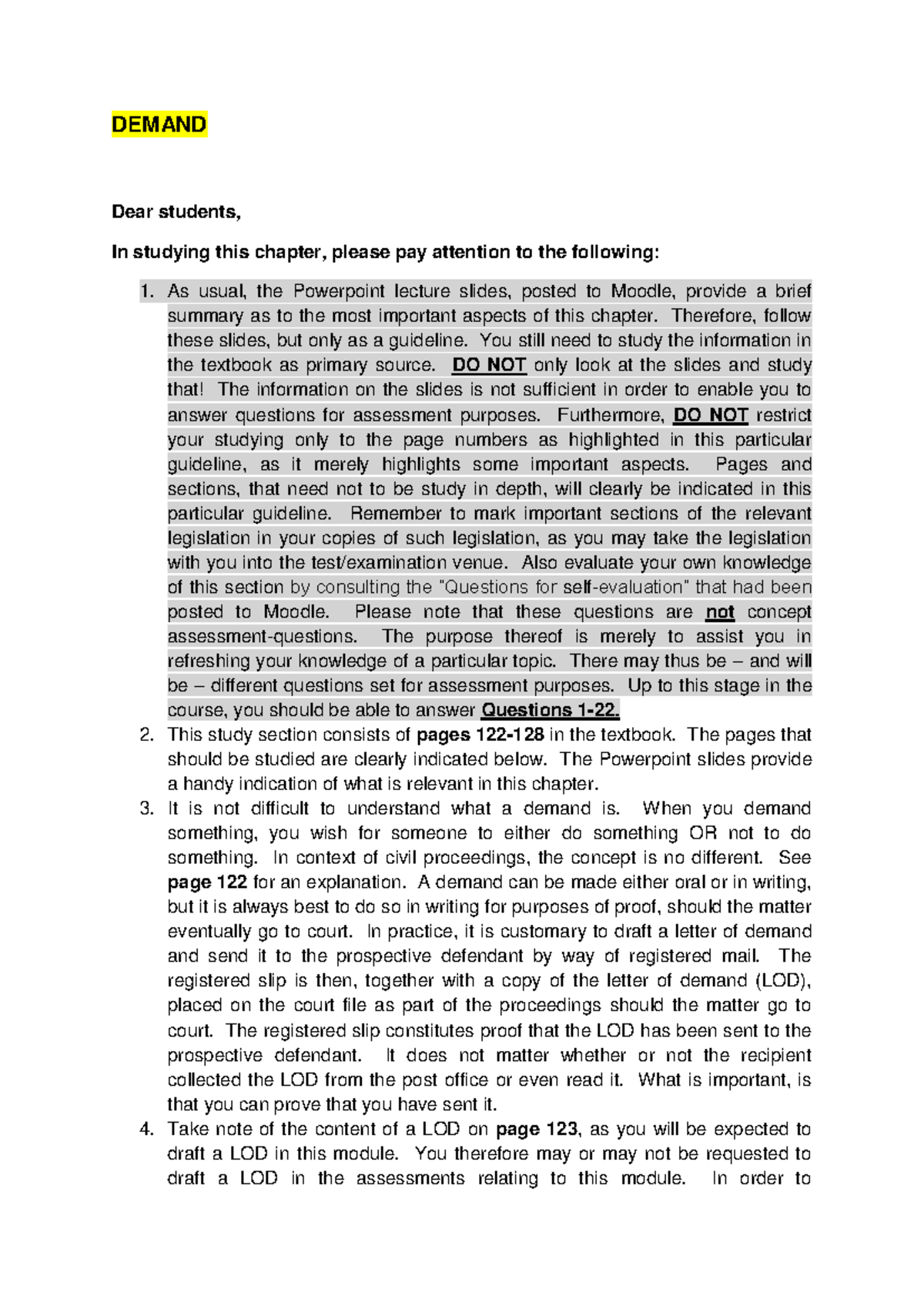 Notes Demand - DEMAND Dear students, In studying this chapter, please ...