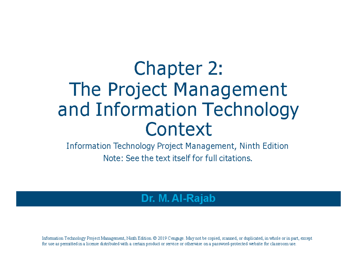 Chapter 02 - The Project Management and Information Technology Context ...