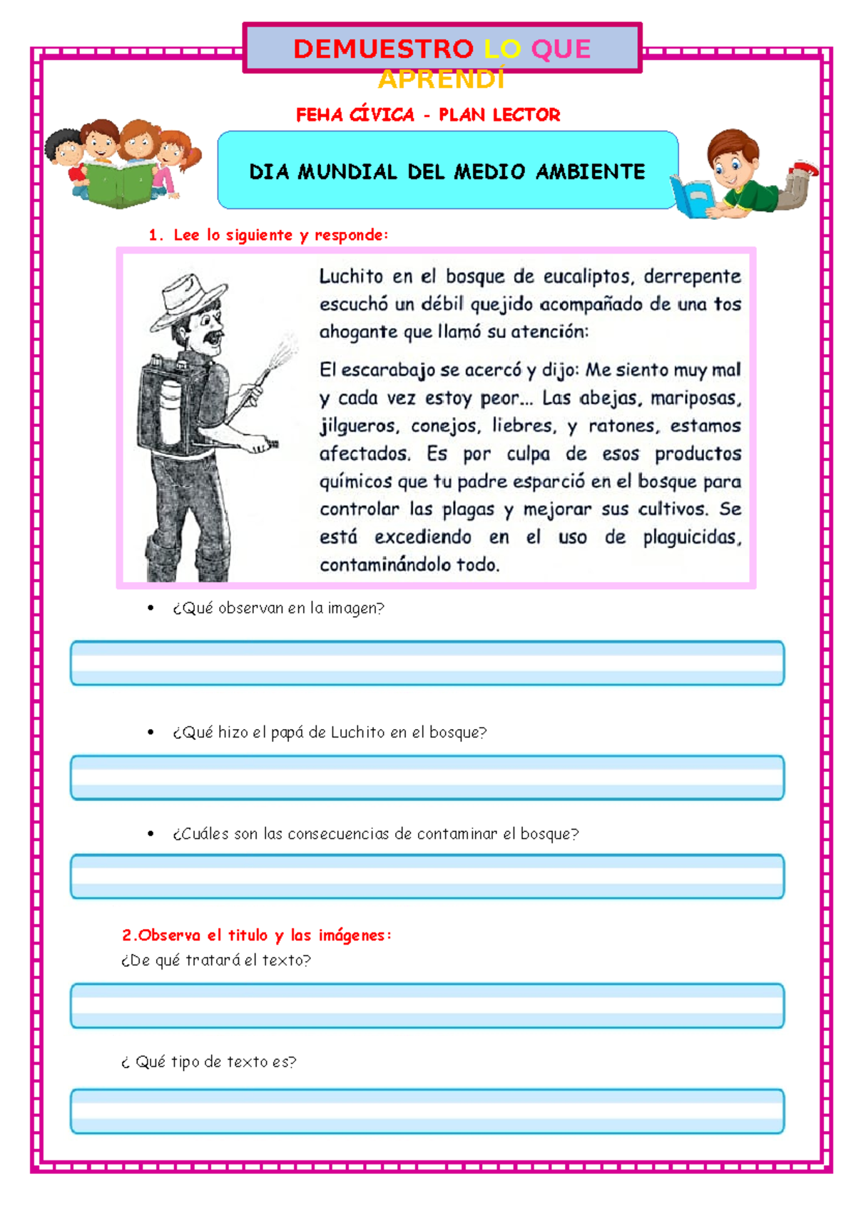 Ficha Adicional DIA DEL Medio Ambiente Fecha Civica - APRENDÍ FEHA ...