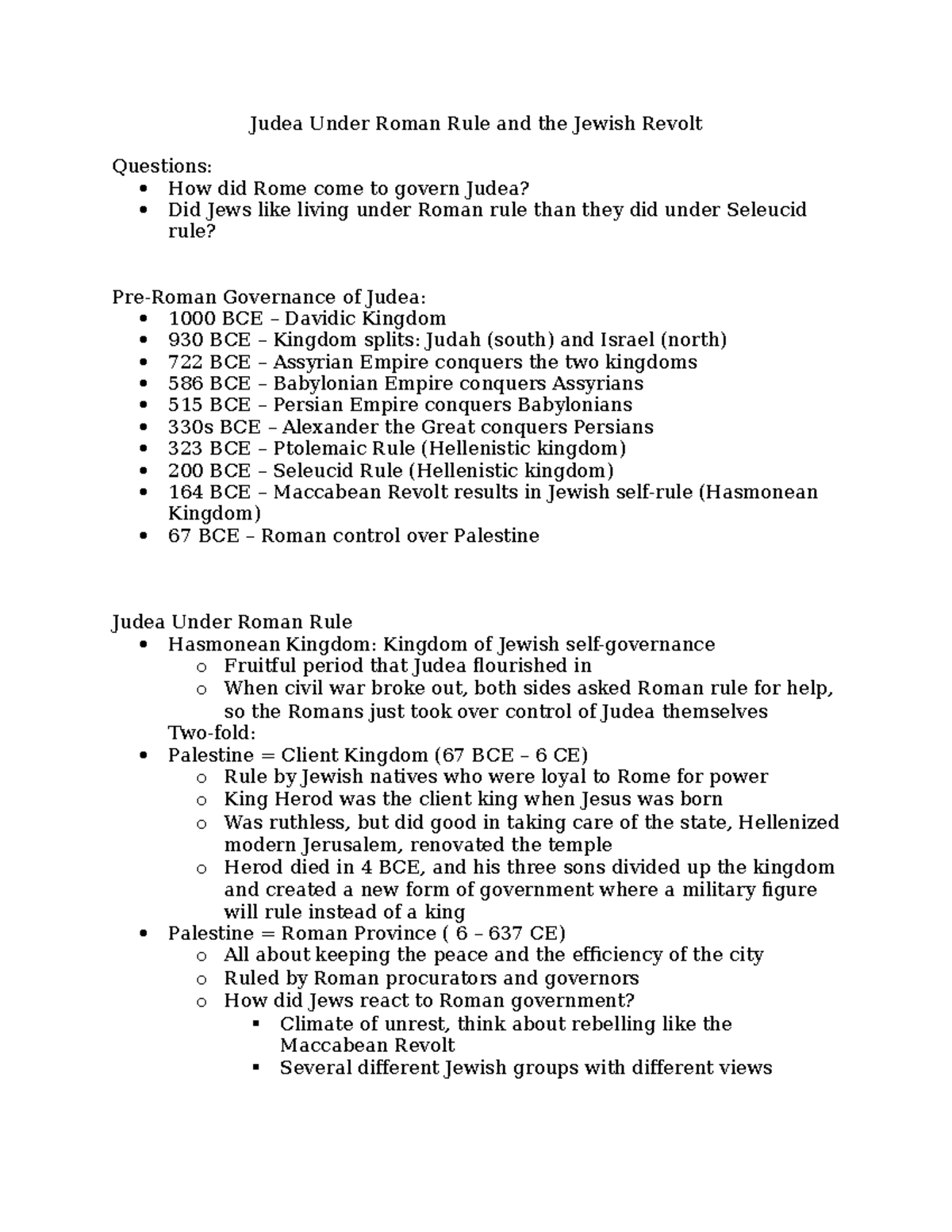 04 - Judea Under Roman Rule and the Jewish Revolt - Judea Under Roman ...