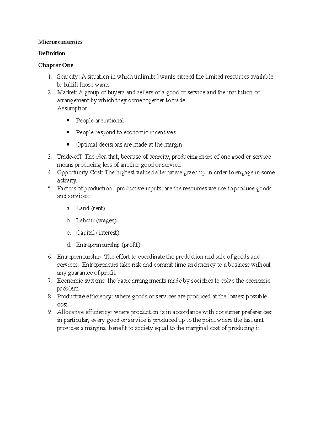 Microeconomics Definition - Microeconomics Definition Chapter One ...