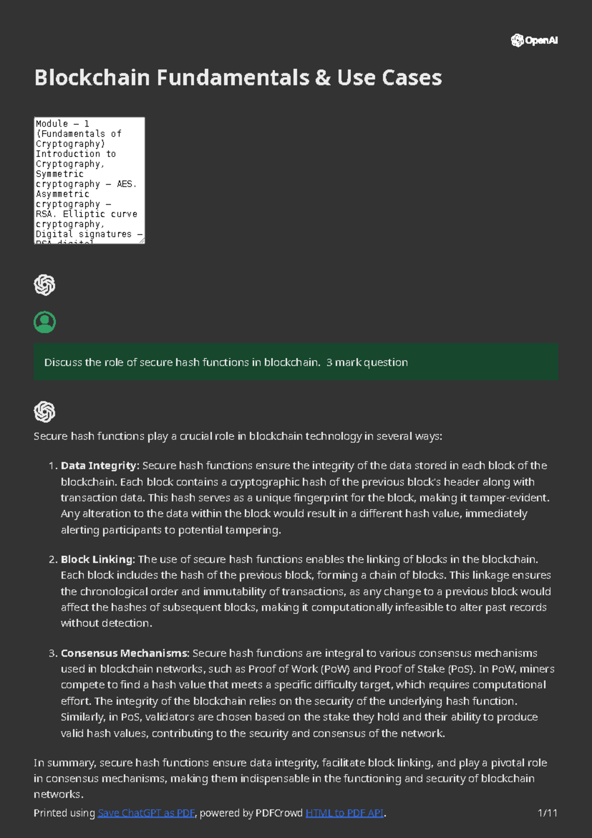 M1 - Blockchain module 1 notes - Blockchain Fundamentals & Use Cases ...
