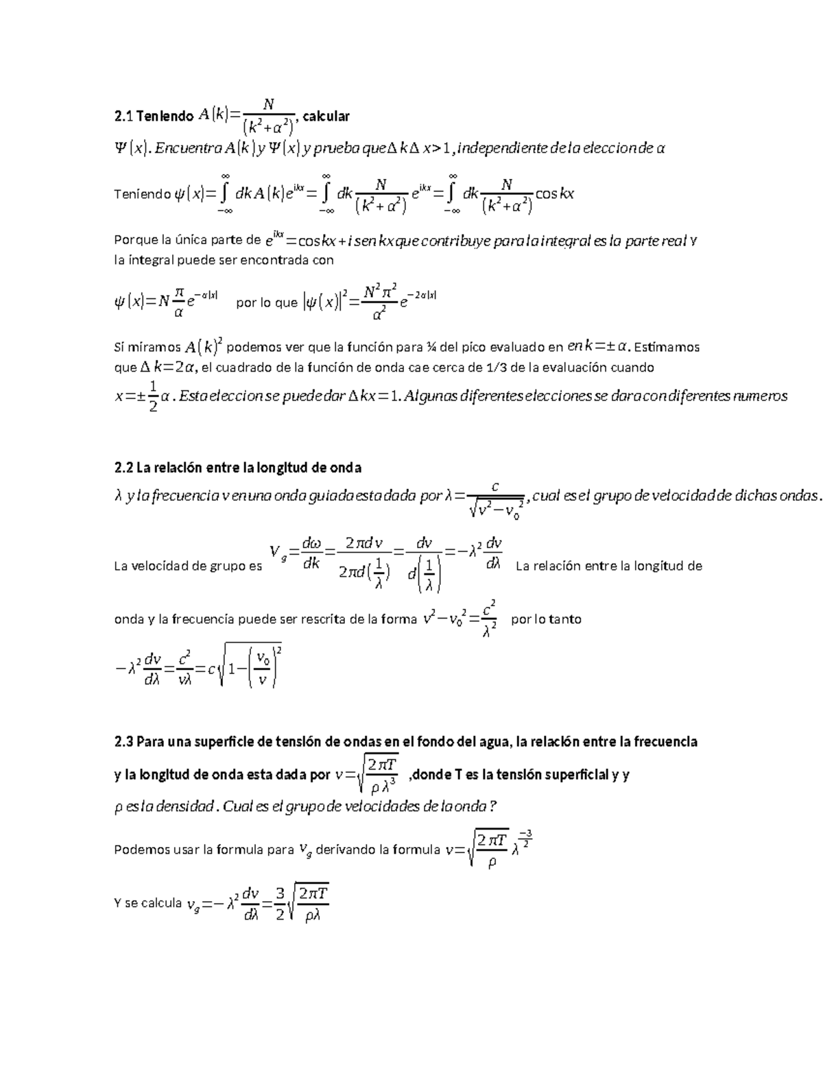 Gasiorowics C2 - Problemas - 2 Teniendo A ( k ) = N (k 2 +α 2 ...