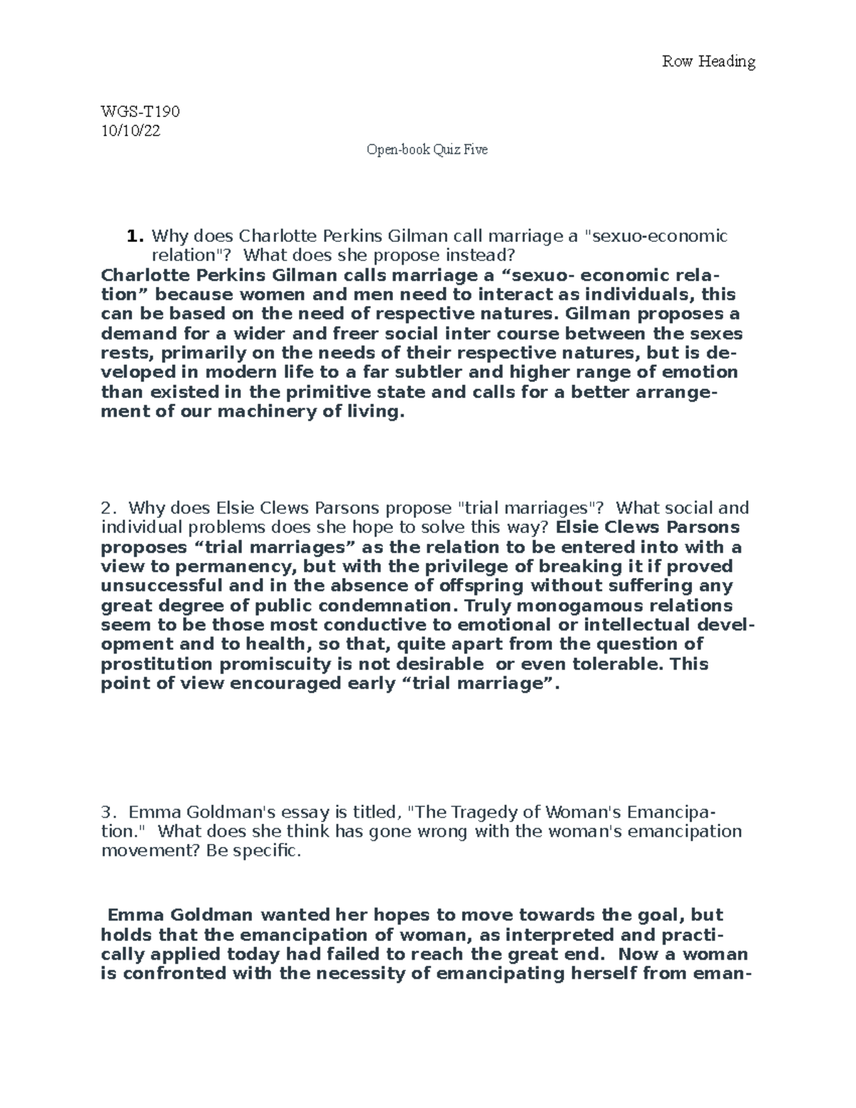 Open-book Quiz Five - In these assignments, you are given 4 questions ...