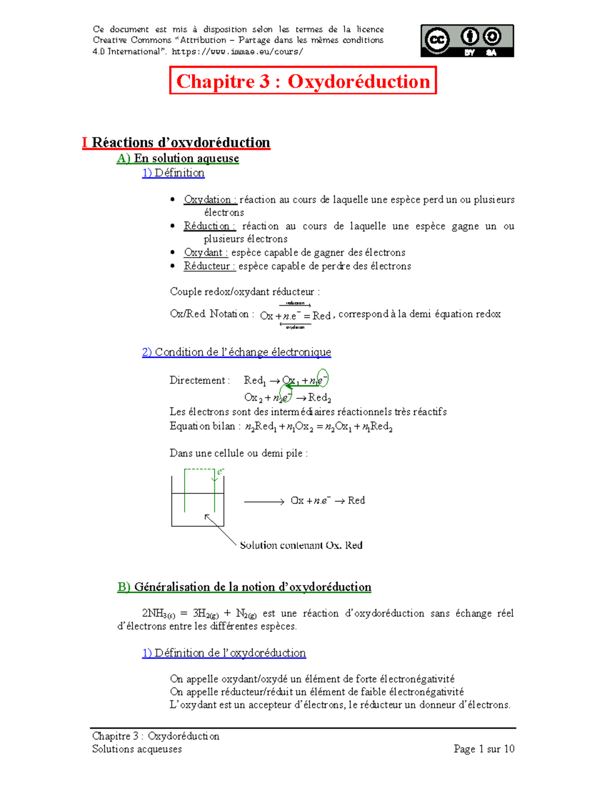 Oxydo réduction - exercices - - Studocu