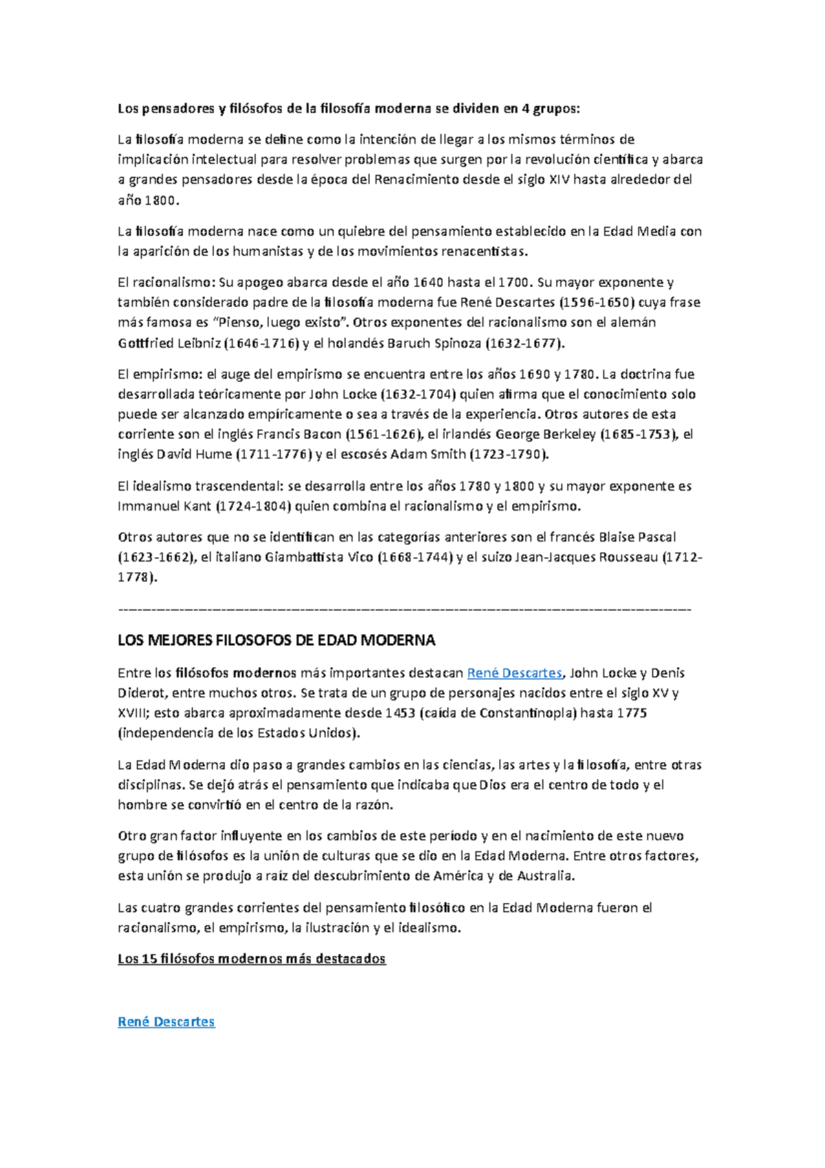 Filosofos Modernos - Los pensadores y filósofos de la filosofía moderna ...