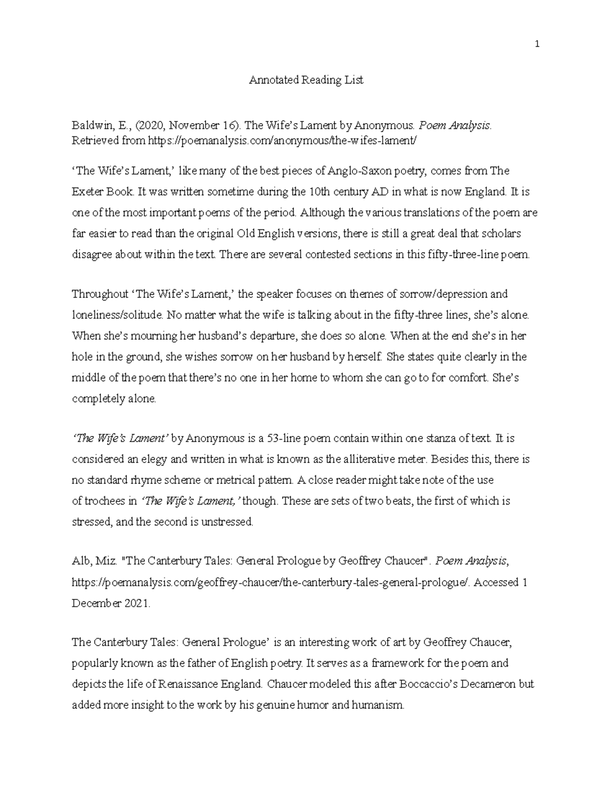 Annotated Reading List - Annotated Reading List Baldwin, E., (2020 ...