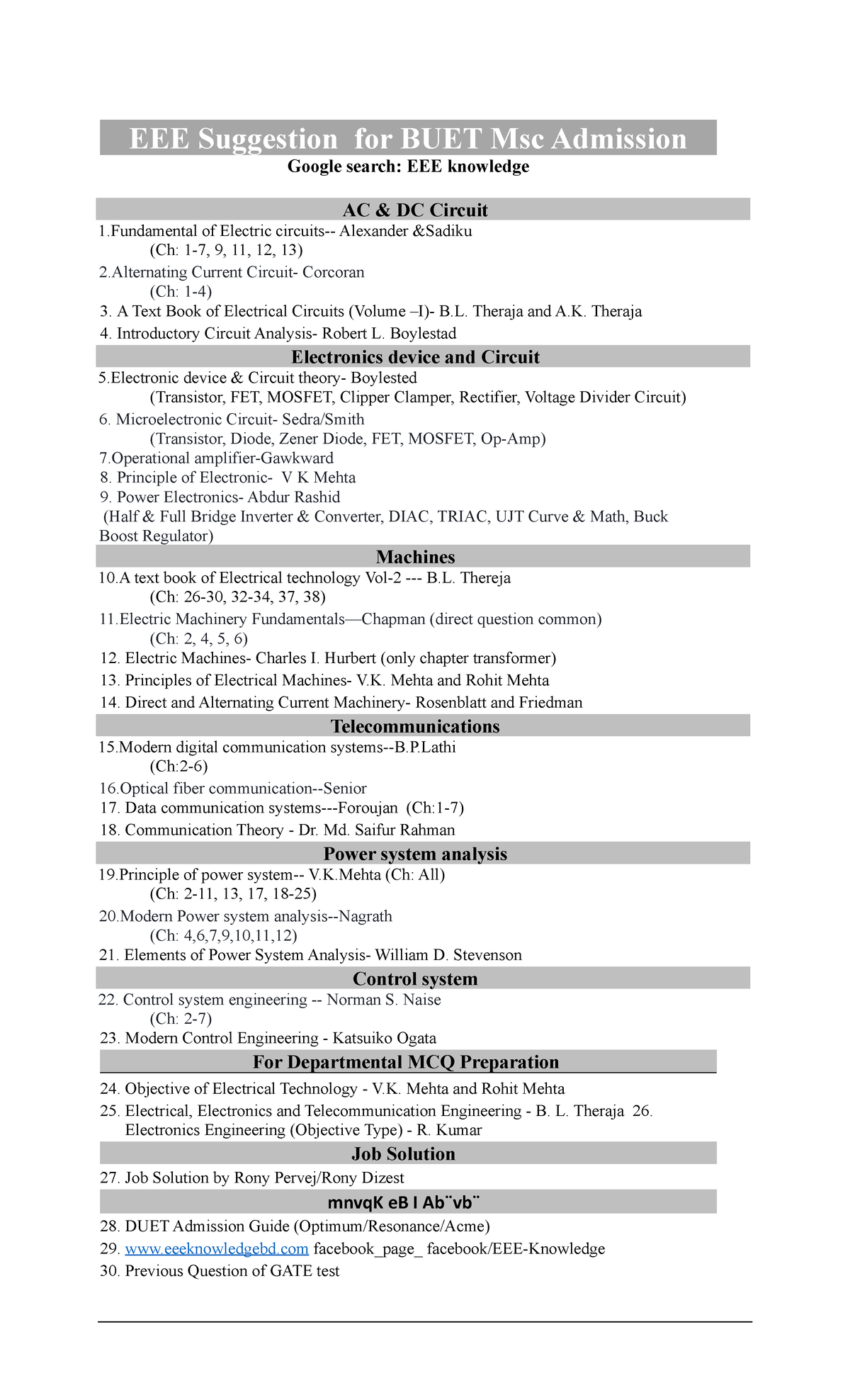 EEE-suggestion - Electronic - EEE Suggestion for BUET Msc Admission Google search: EEE knowledge ...