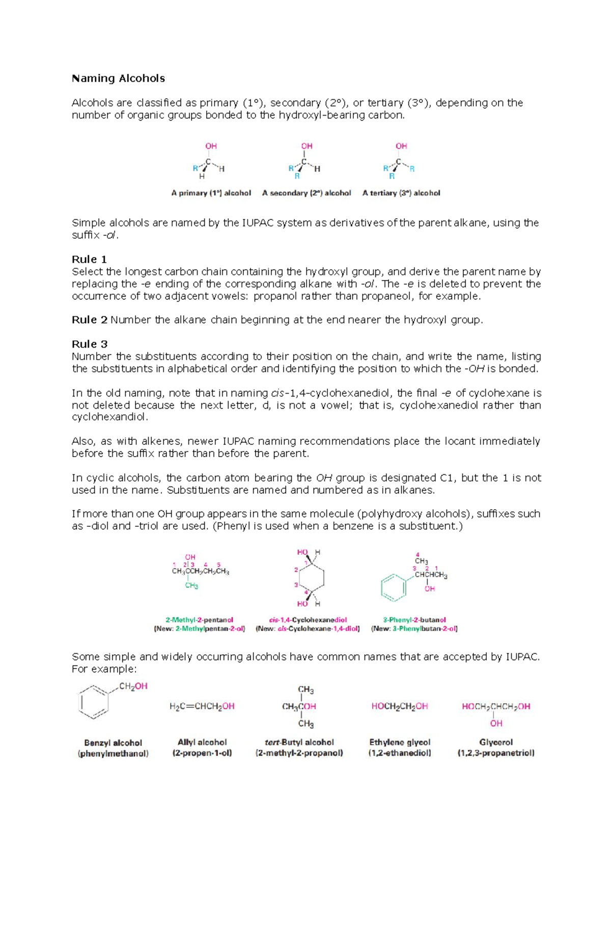 Naming Alcohols - Naming Alcohols Alcohols are classified as primary (1 ...