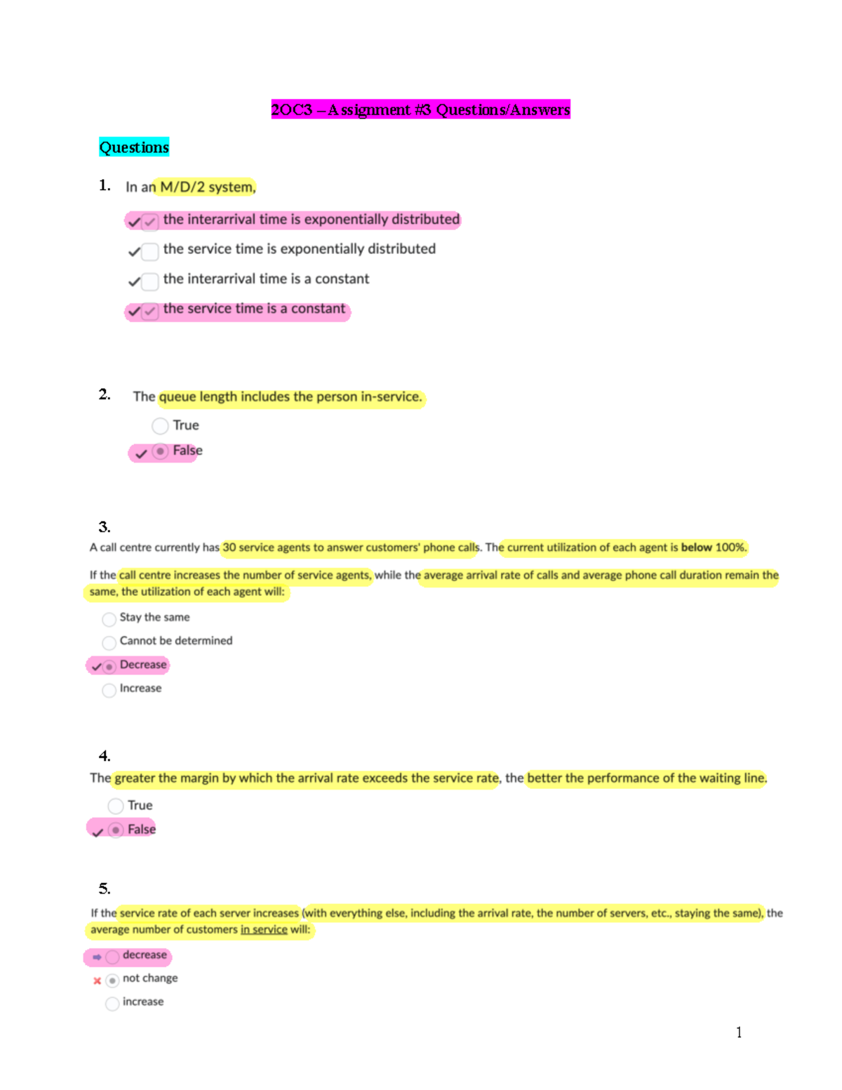 2OC3 - Assignment #3 Questions Answers - 2 OC3 – Assignment #3 Questions/Answers Questions 1. 2 ...