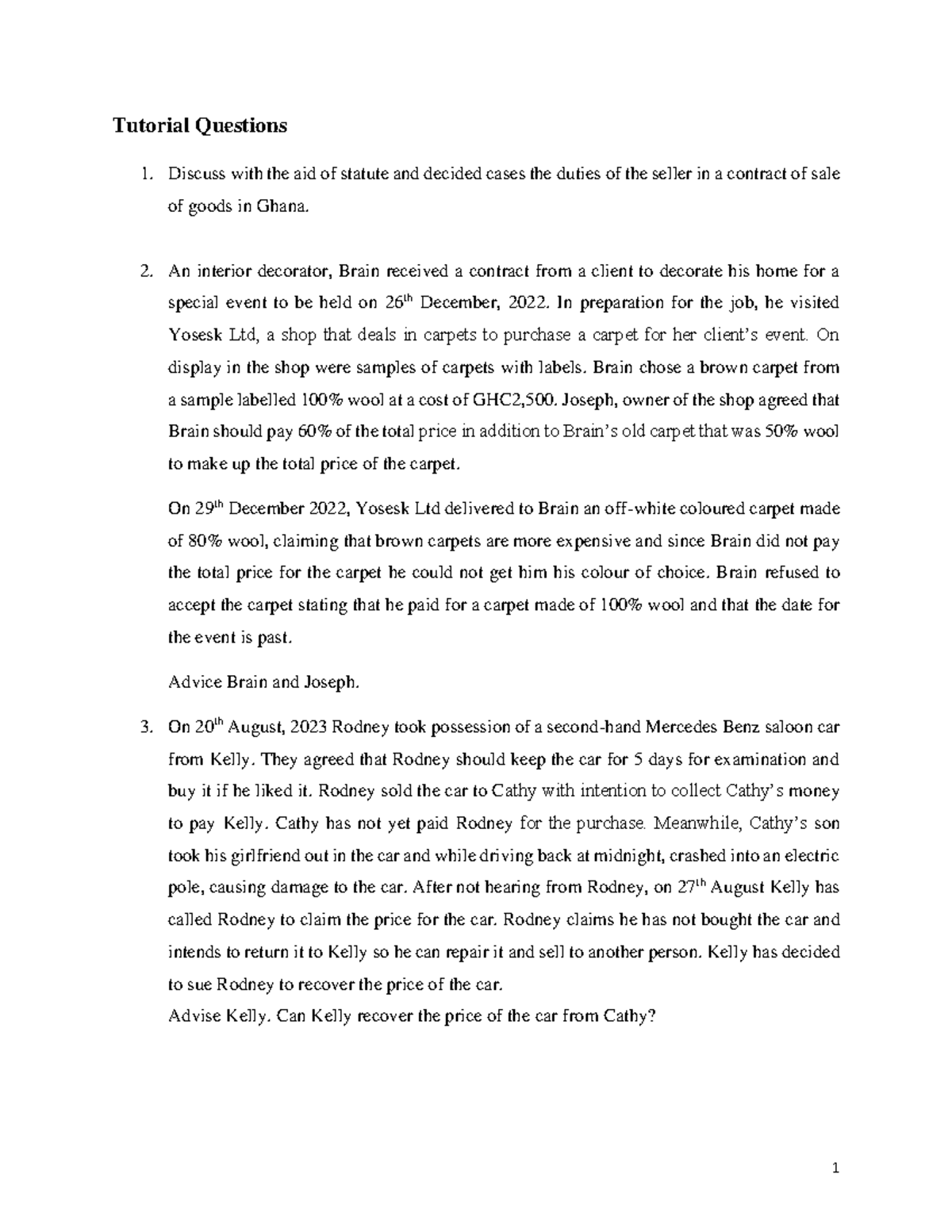 Tutorial Questions-1 - questions - 1 Tutorial Questions Discuss with ...