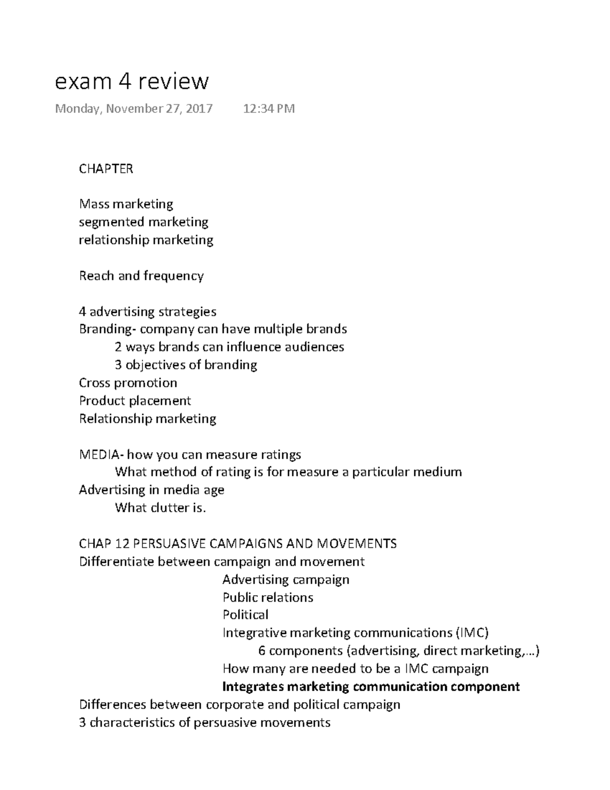 Exam 4 review - exam 4 review Monday, November 27, 2017 12:34 PM ...