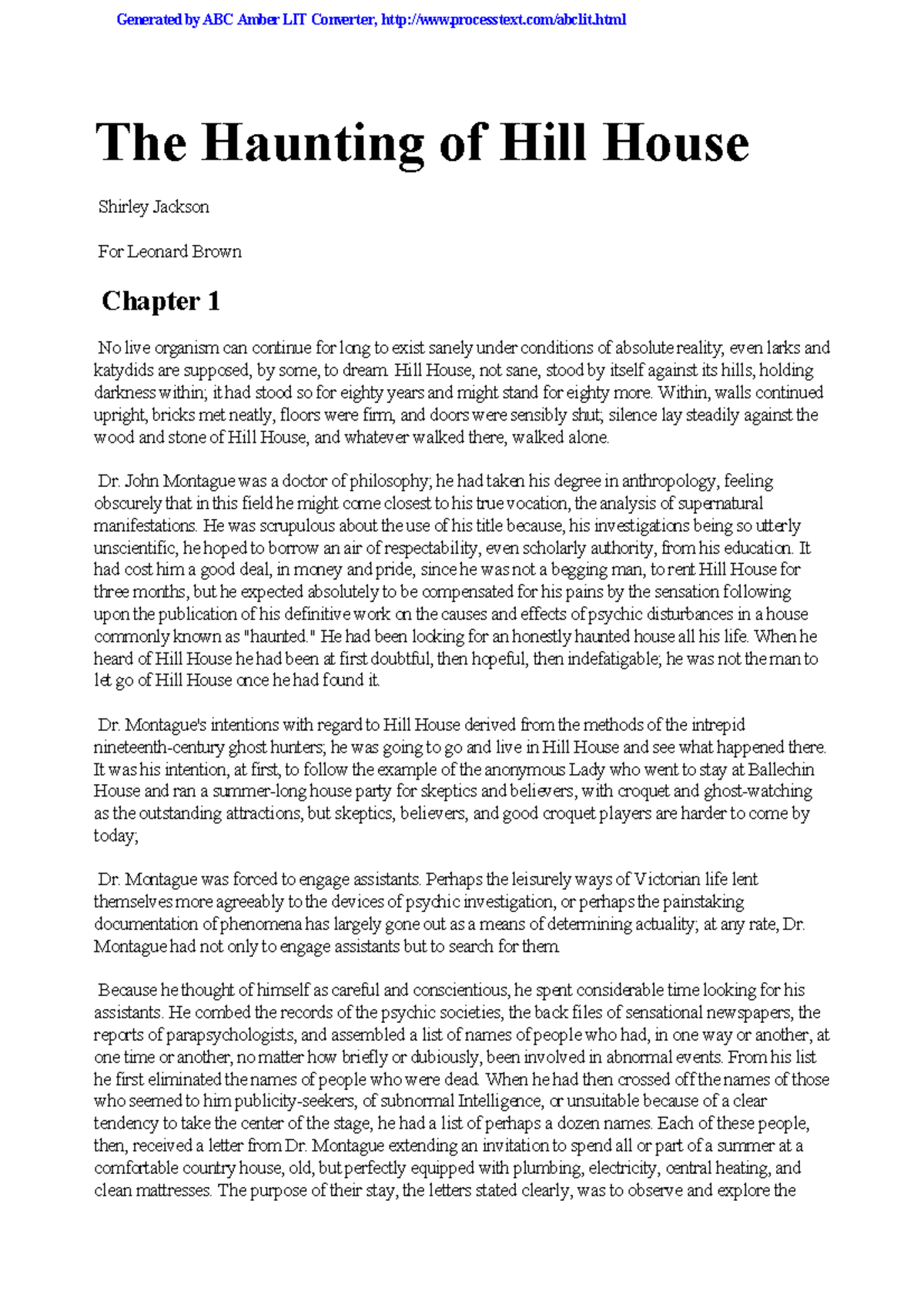 Haunting of Hill House by Shirley Jackson - The Haunting of Hill House ...