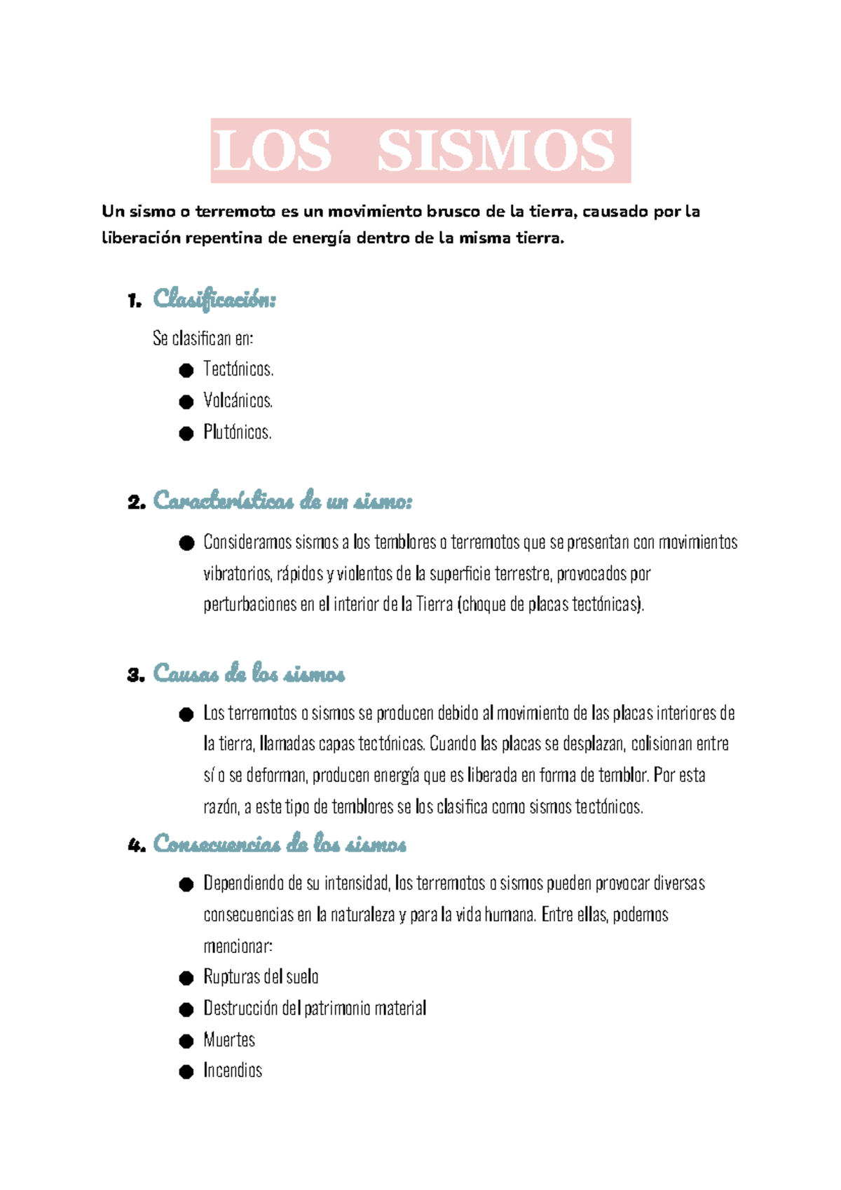 LOS Sismos - LOS SISMOS Un sismo o terremoto es un movimiento brusco de ...