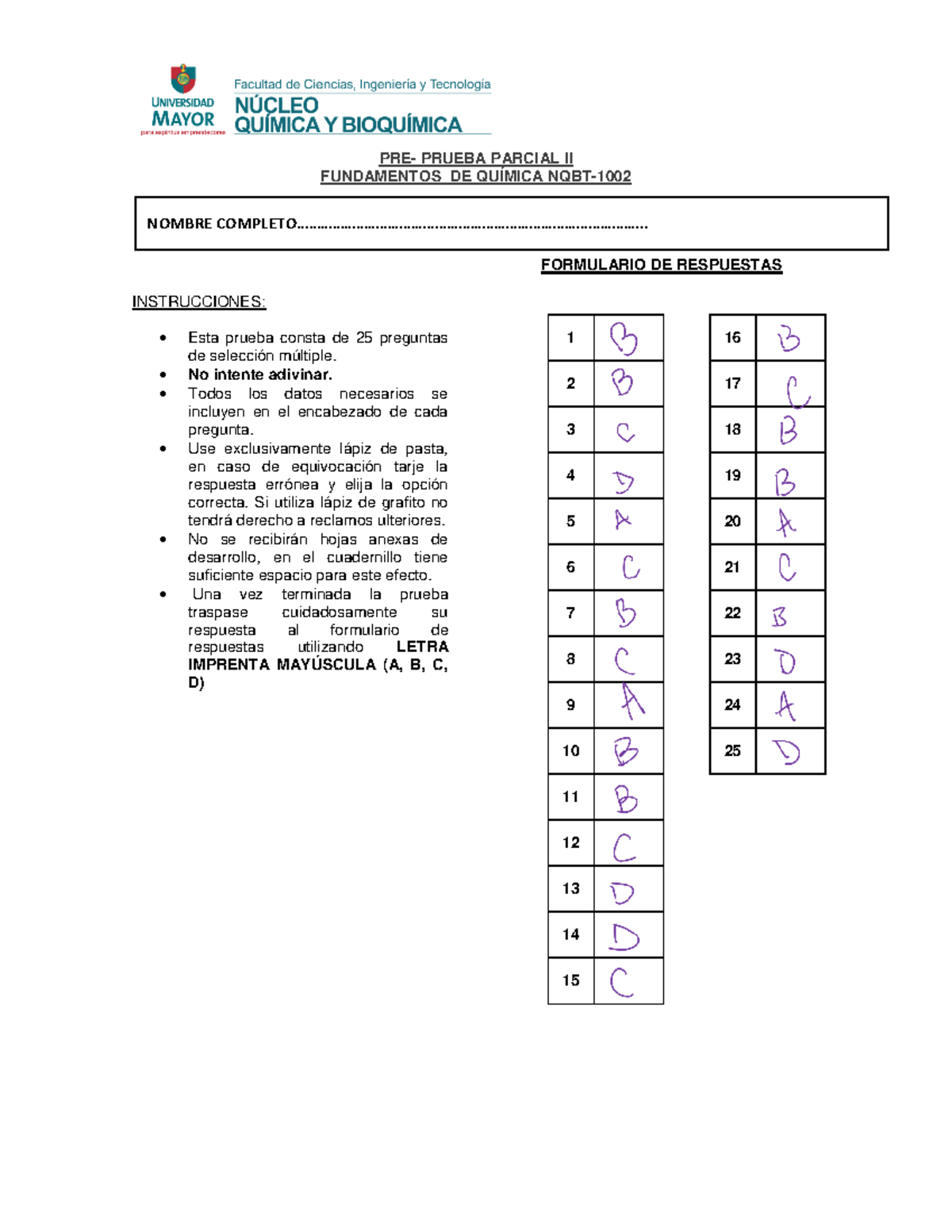 Pre+prueba+2+ - PRE- PRUEBA PARCIAL II FUNDAMENTOS DE QUÍMICA NQBT ...
