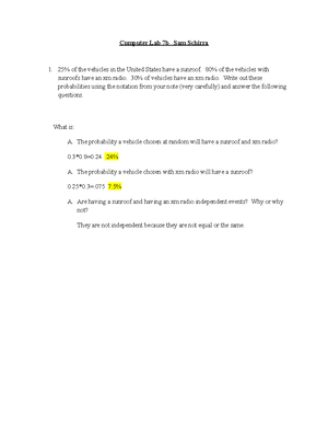 Computer Lab 7a - 125 houses had both an attached garage and central air. 65 houses had no ...