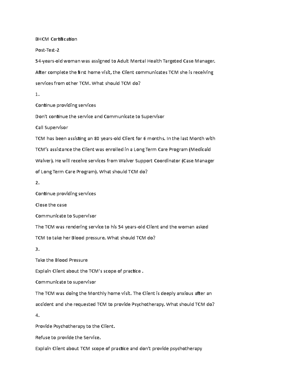 BHCM Certification exam Questions 2 en ingles - BHCM Certification Post ...